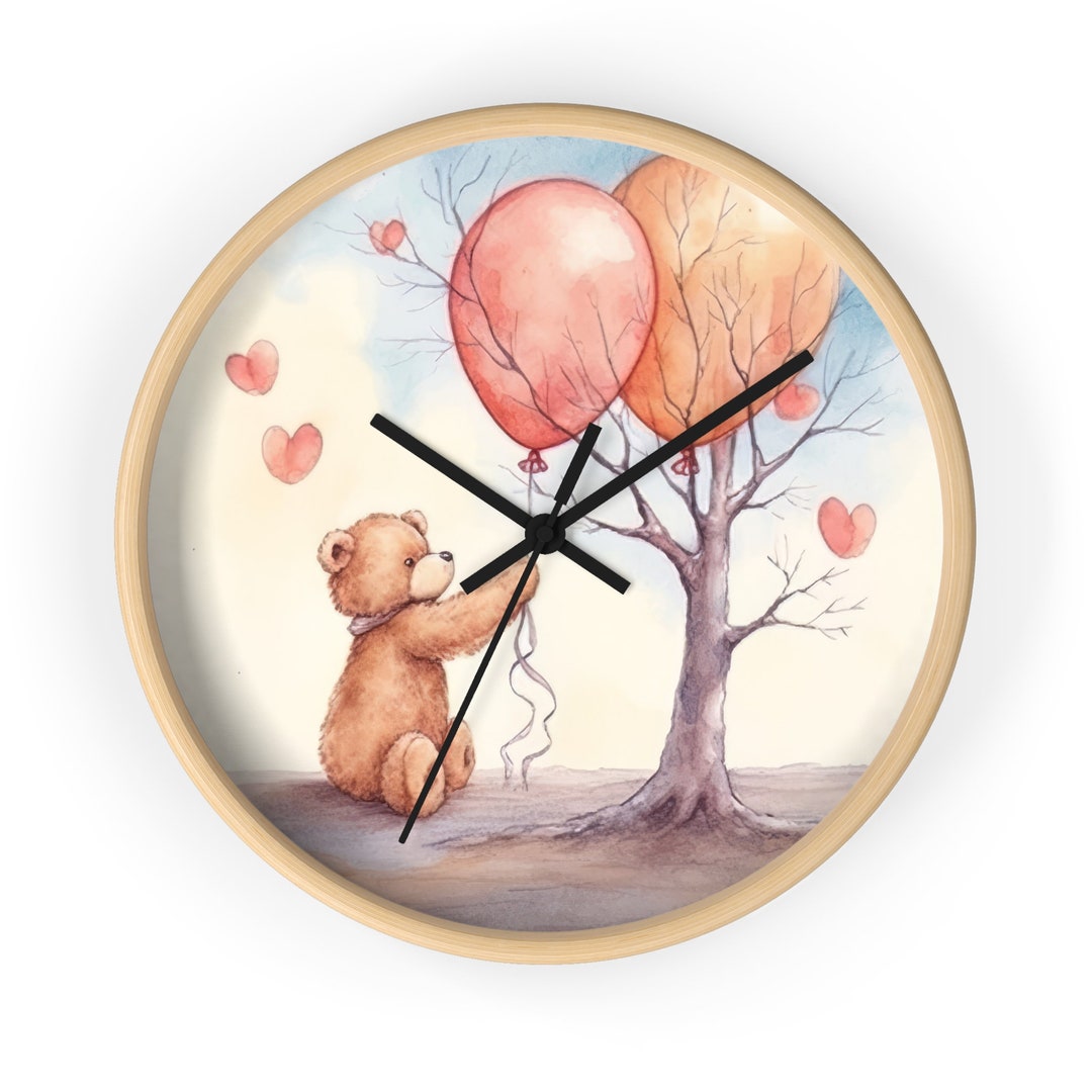 Peakaboo Teddy Wall Clock, Nursery Wall Clock, Teddy Bear Peakaboo ...