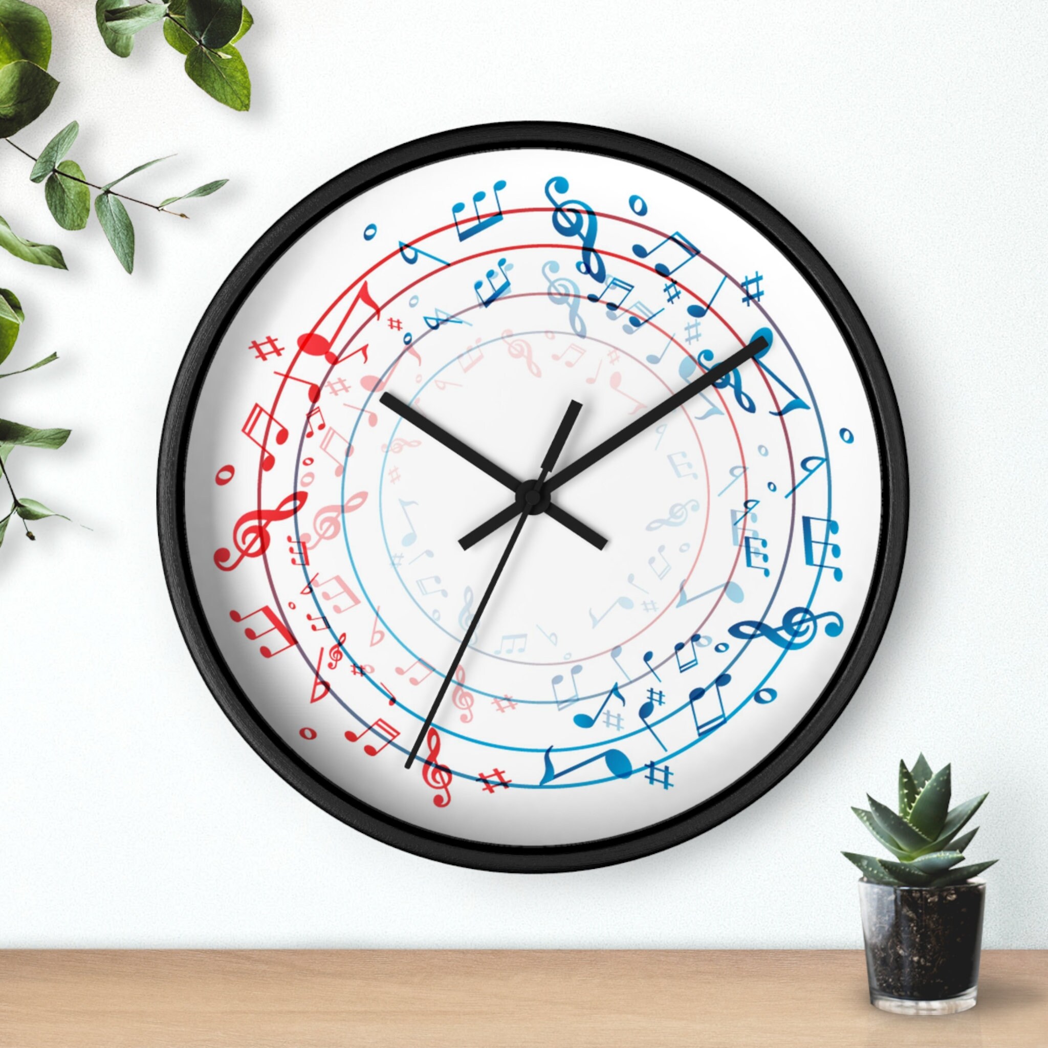 Round Music Wall Clock Music Symbols Clock Gift for - Etsy