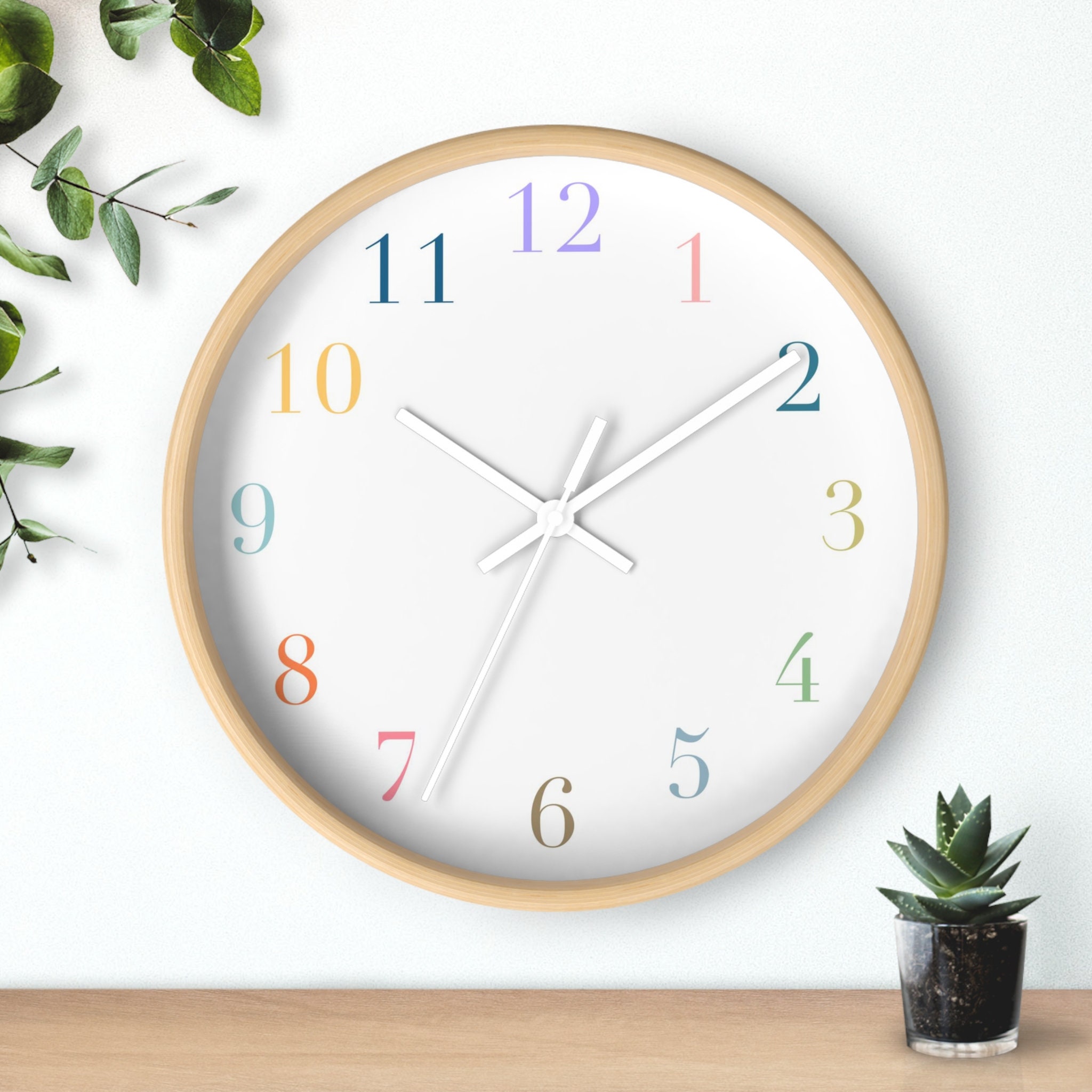 Simple Wall Clock With Colorful Numbers Unique Design Clock - Etsy