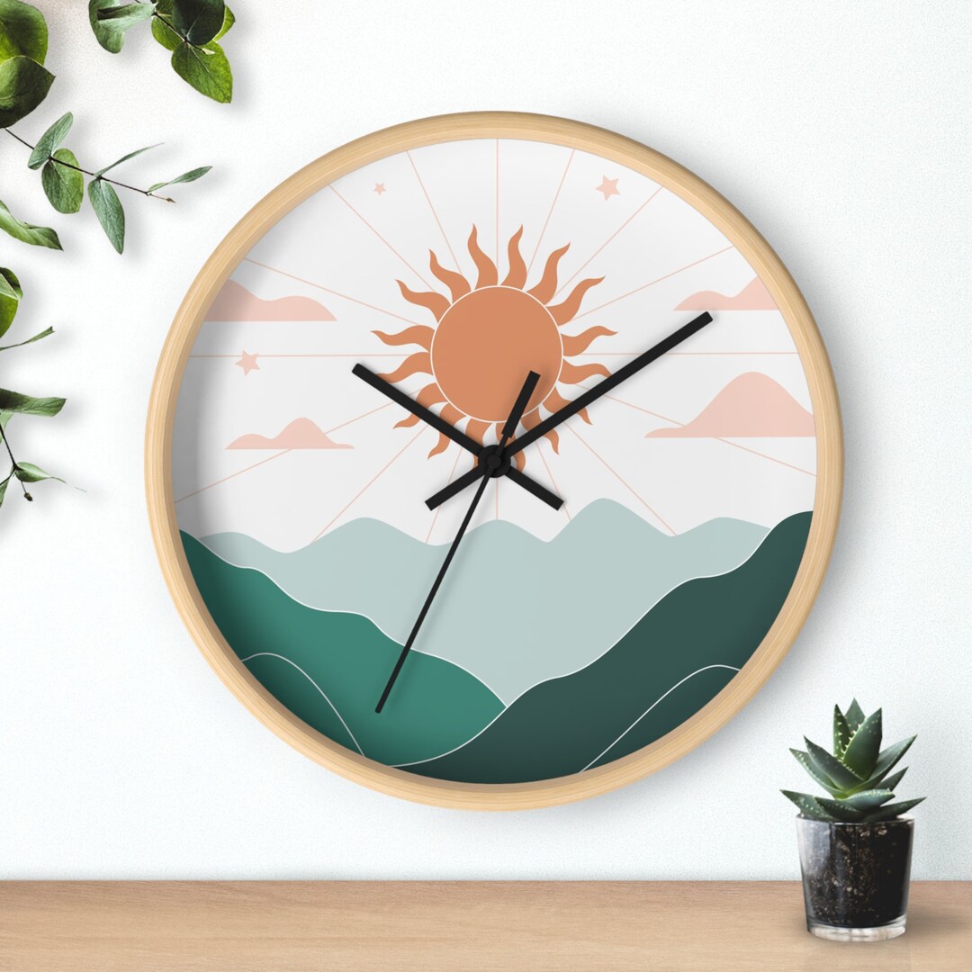 Contemporary Clock, Boho Wall Clock, Nursery Clock Minimalist Design ...