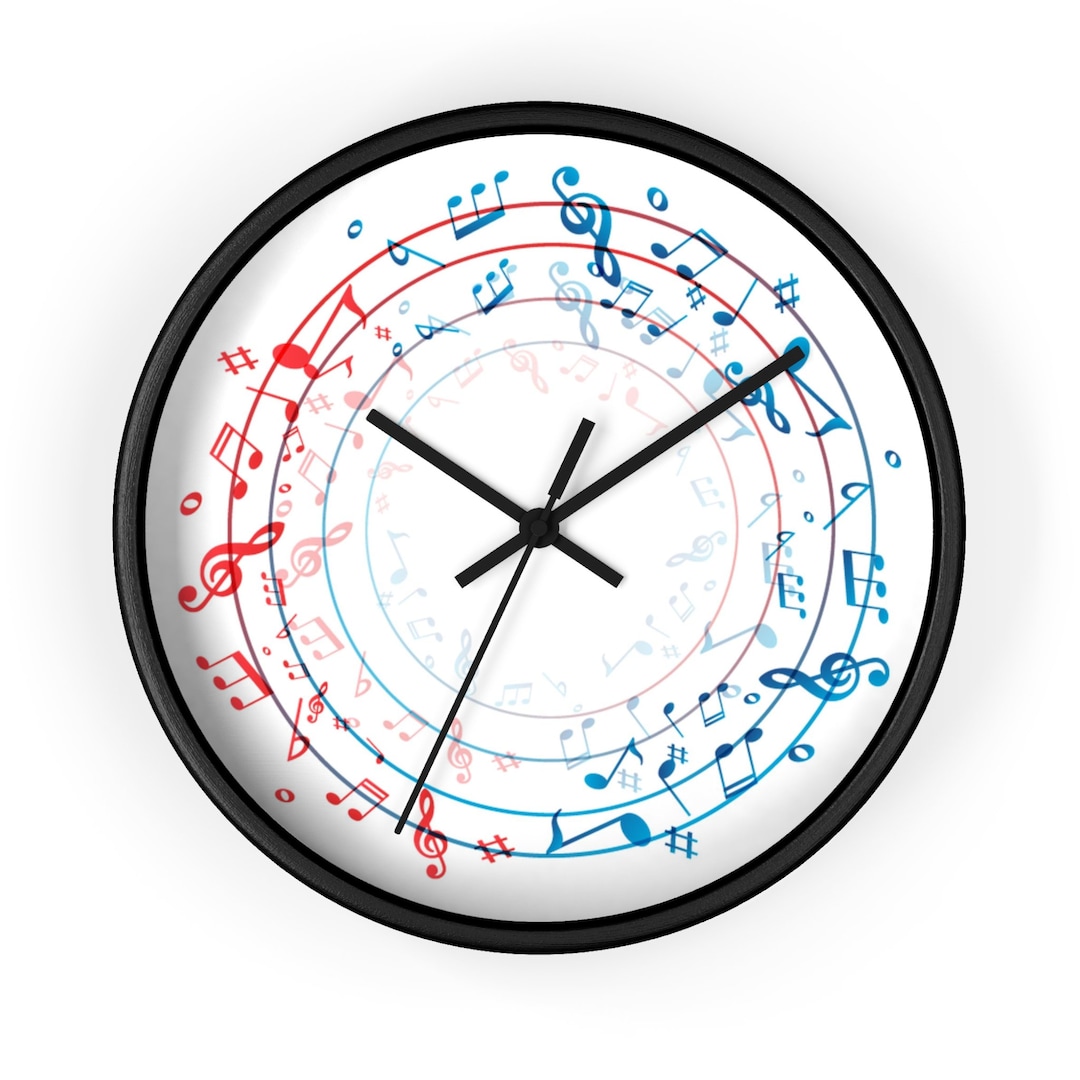 Round Music Wall Clock, Music Symbols Clock, Gift for Musician, Gift ...