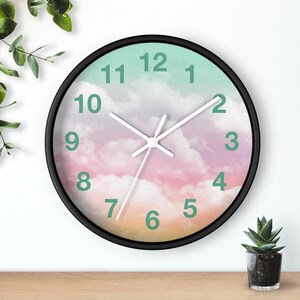Pink Clouds Wall Clock, Pastel Wall Clock, Minimalist Wall Clock ...