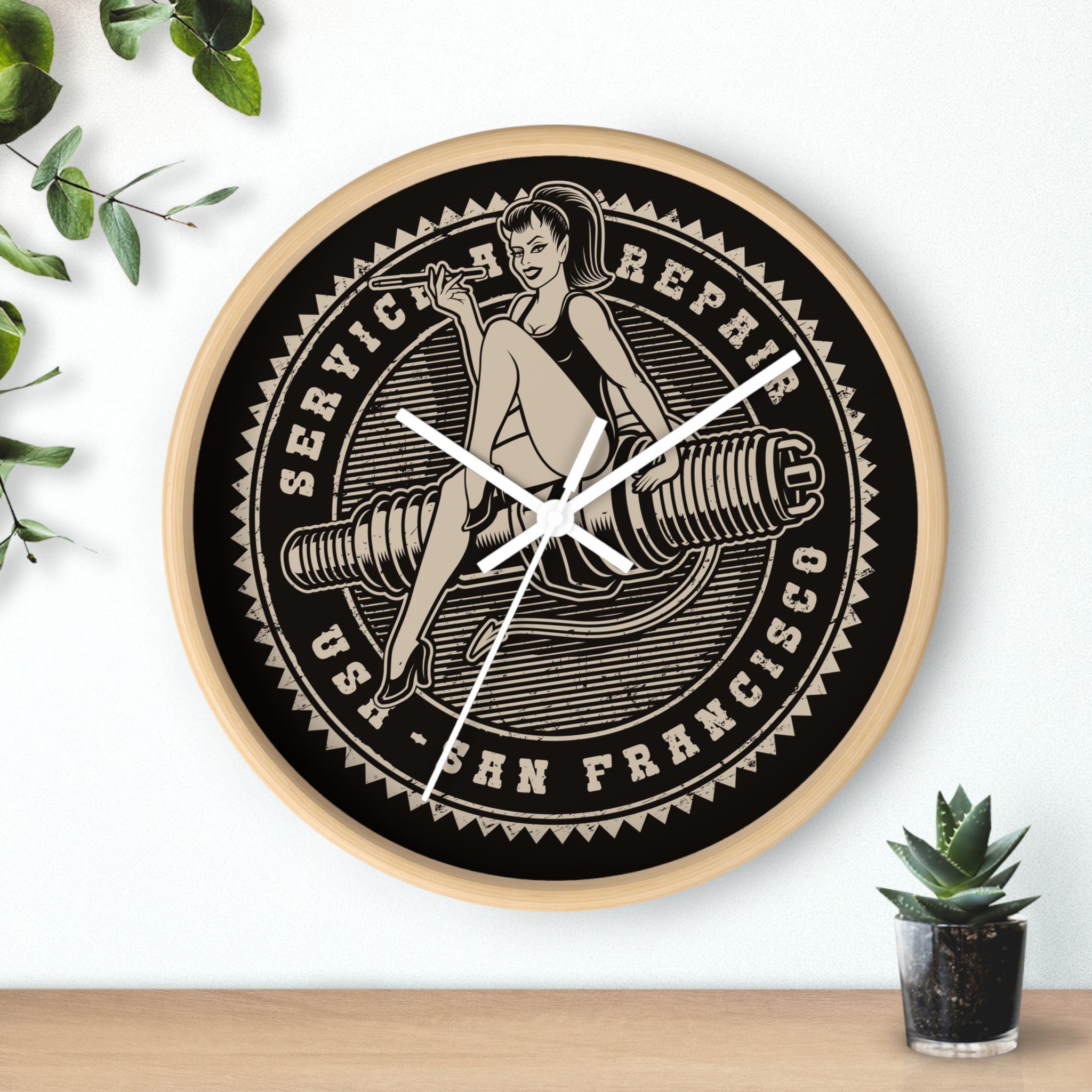Old School Garage Wall Clock, Vintage Style Garage Clock Custom Garage ...