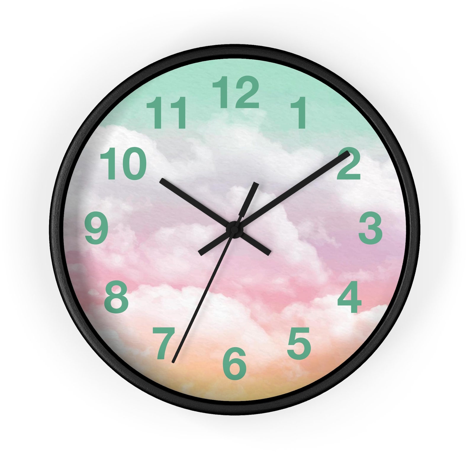 Pink Clouds Wall Clock, Pastel Wall Clock, Minimalist Wall Clock, Scandinavian Wall Clock ...