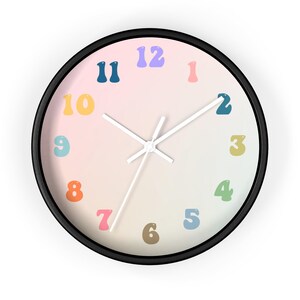 Colorful Wall Clock, Pastel Rainbow Clock, Personalized Scandinavian ...
