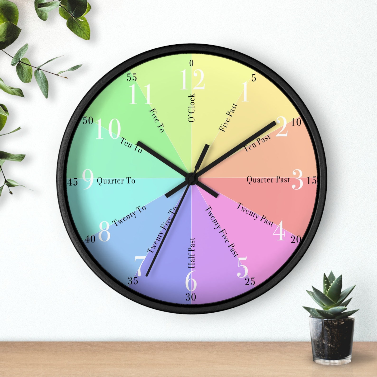 Simple Wall Clock - Telling Time Clock, Pastel Colors Clock, Color ...