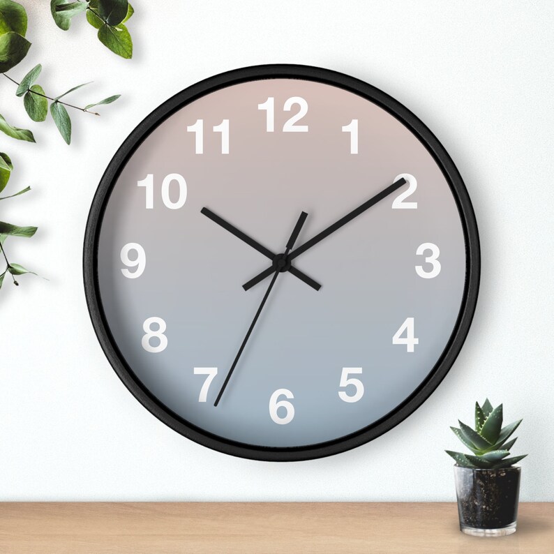 Blue Wall Clock With White Numbers, Pastel Wall Clock, Minimalist Wall ...