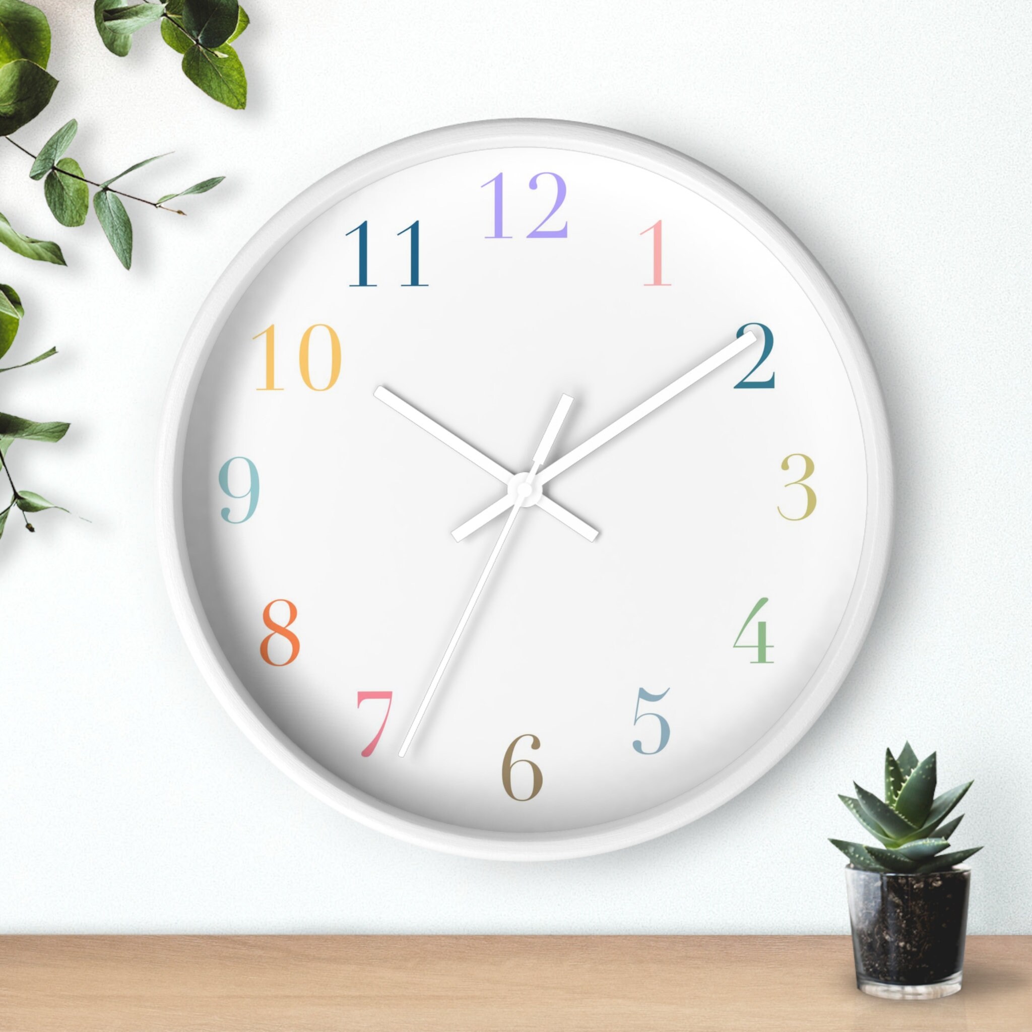 Simple Wall Clock With Colorful Numbers Unique Design Clock - Etsy