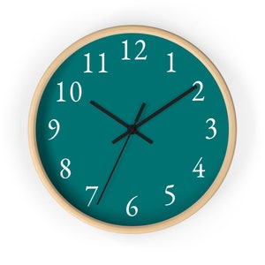Simple Wall Clock - North Sea Green, Earth Tone Green,emerald, Teal ...