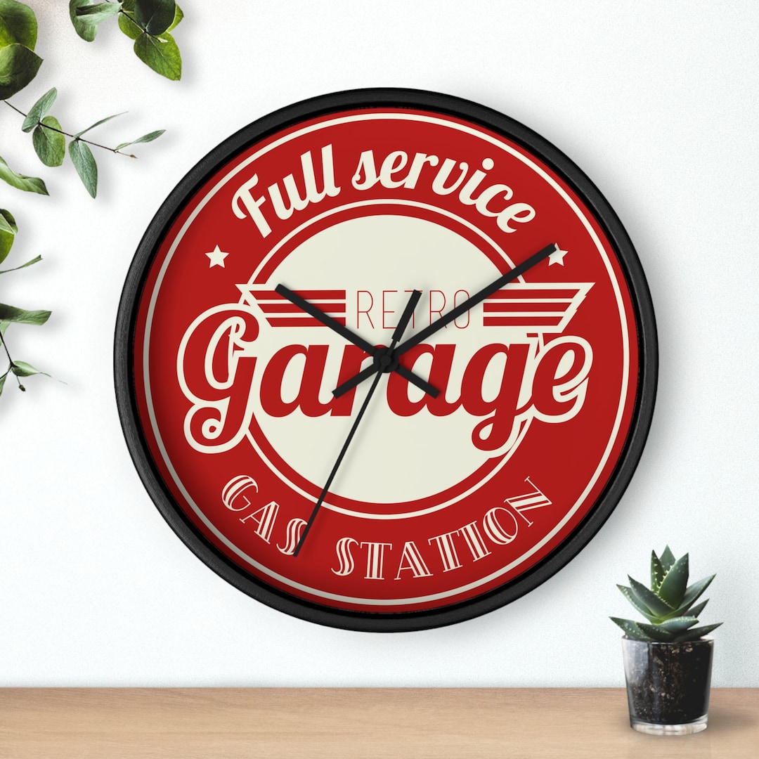 Old School Garage Wall Clock, Vintage Style Garage Décor Clock ...