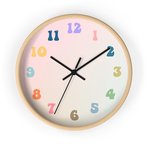 Colorful Wall Clock, Pastel Rainbow Clock, Personalized Scandinavian ...