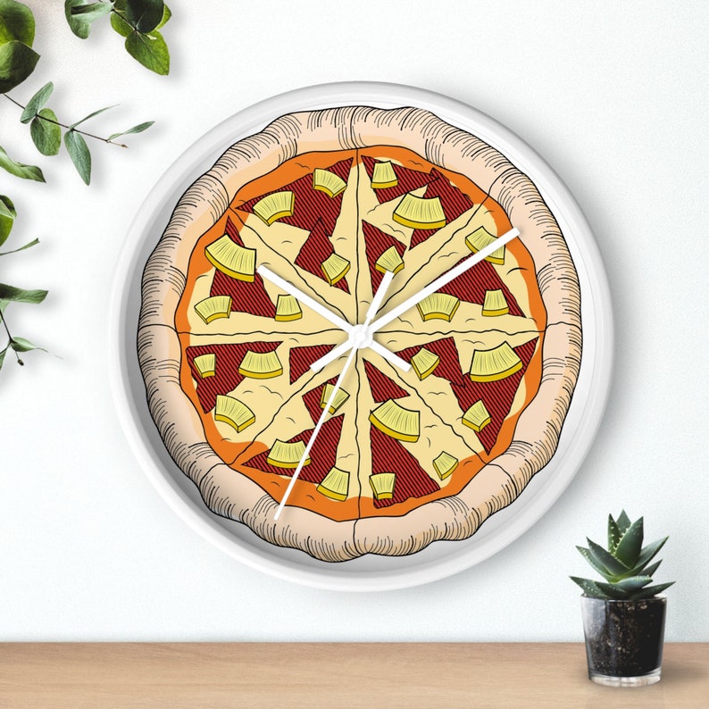 HAWAIIAN PIZZA Wall Clock, Contemporary Décor Unique Home Accessory ...