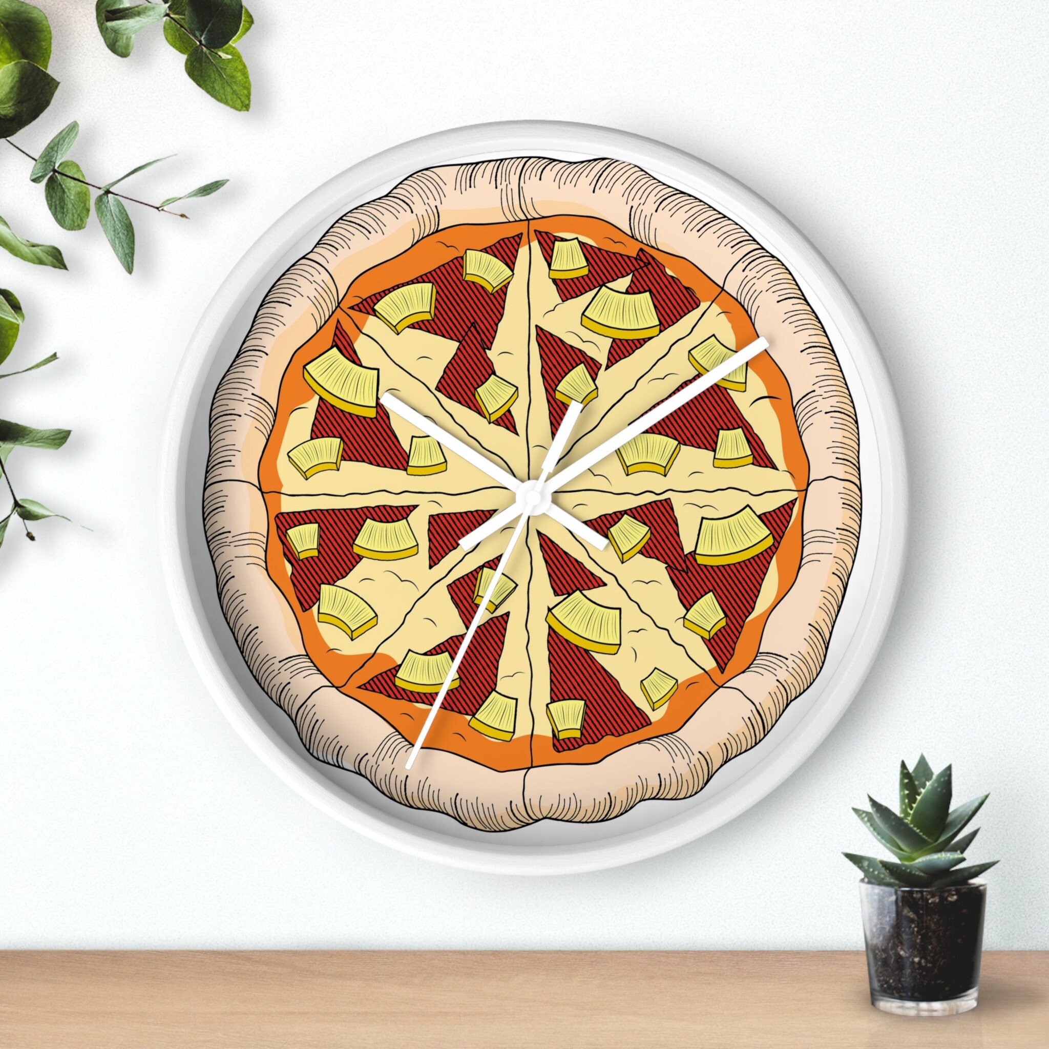 HAWAIIAN PIZZA Wall Clock, Contemporary Décor Unique Home Accessory ...