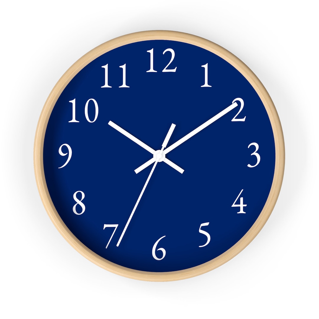 Simple Royal Blue Wall Clock, Primary Blue Clock With Numbers, Modern ...