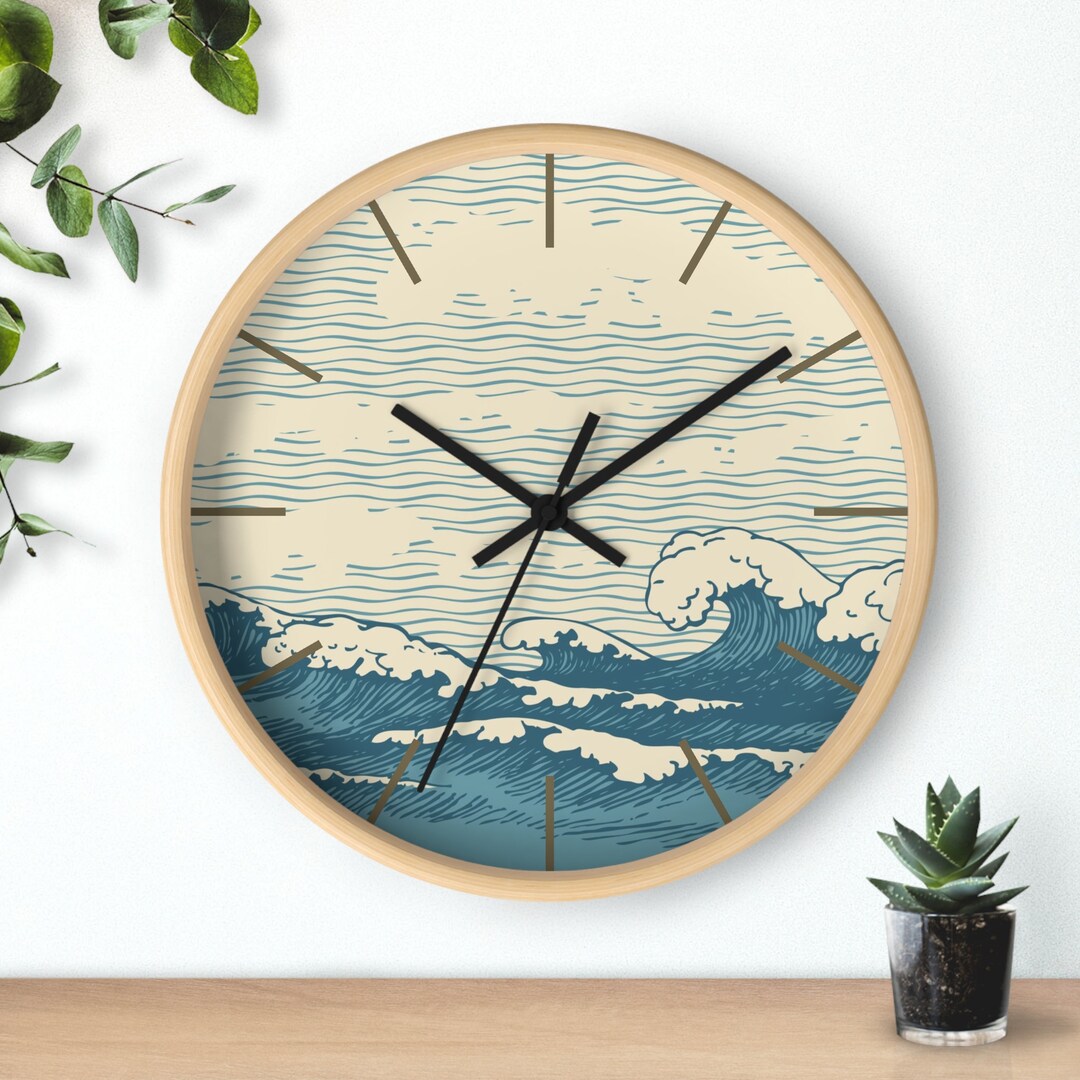 Japanese Waves Clock, Wall Clock, Japanese Art Clock, Japanese Vintage ...