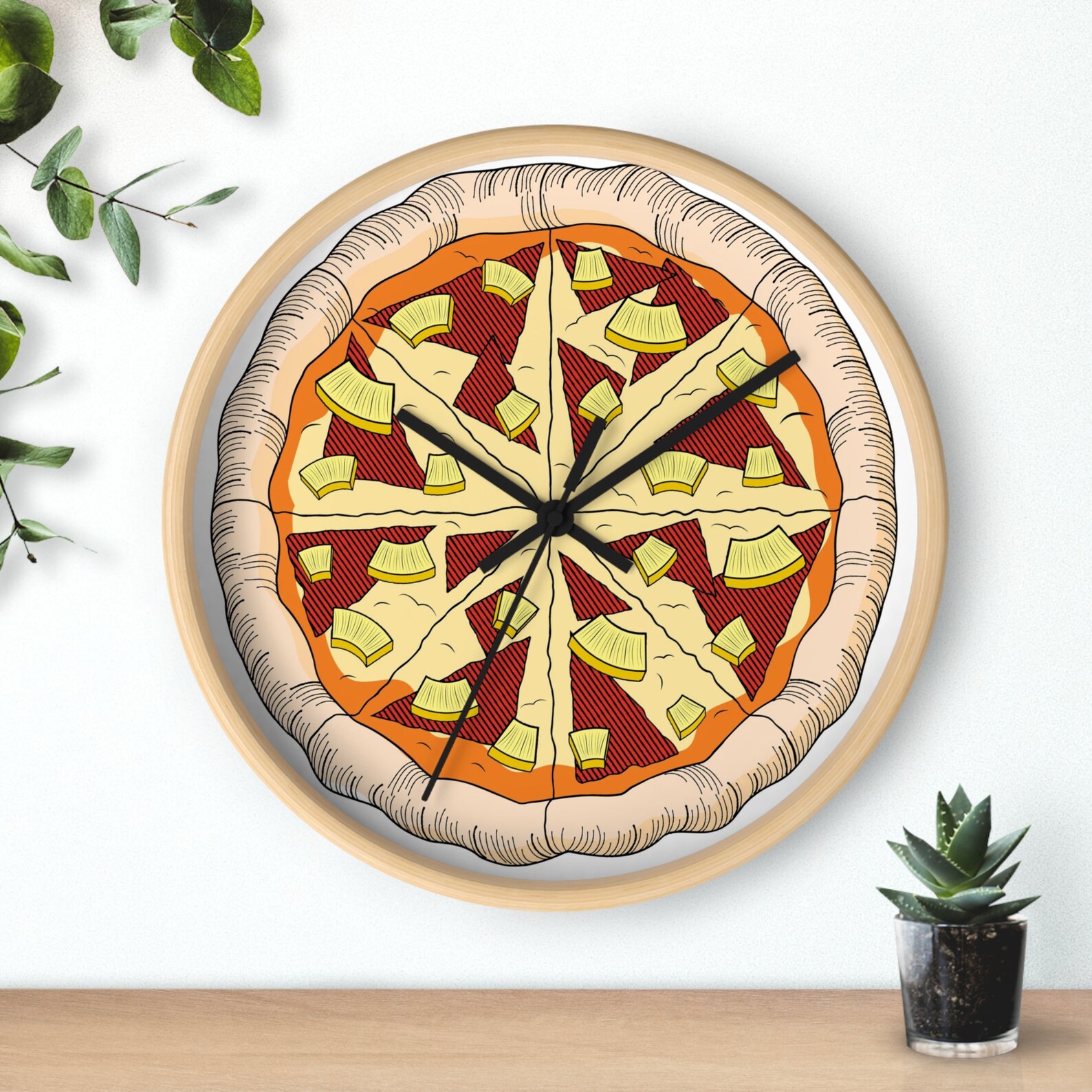 HAWAIIAN PIZZA Wall Clock, Contemporary Décor Unique Home Accessory ...