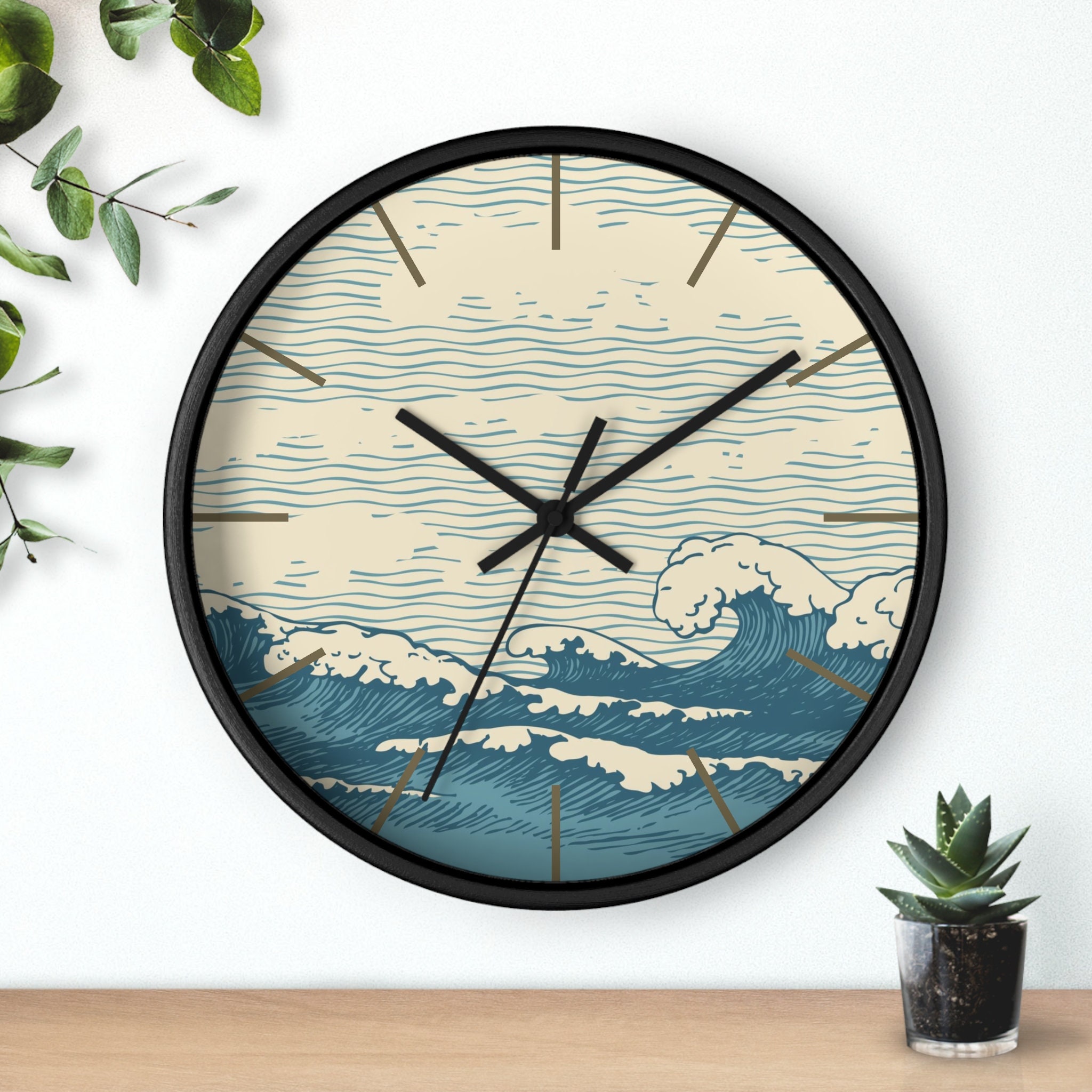 Japanese Waves Clock, Wall Clock, Japanese Art Clock, Japanese Vintage ...
