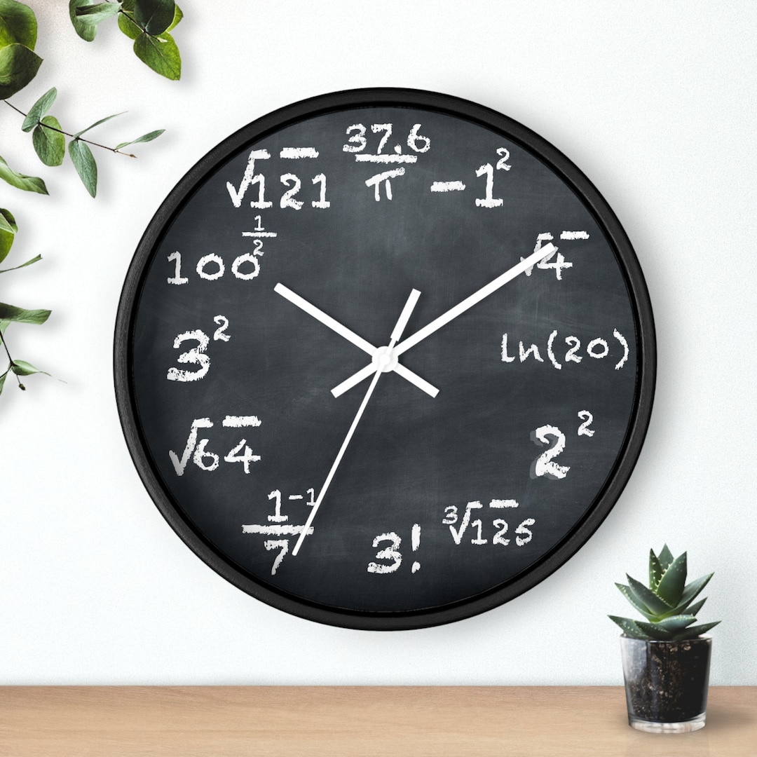 Math Theme 10" Wall Clock, Mathematics Chalkboard Clock, Gift for Math ...