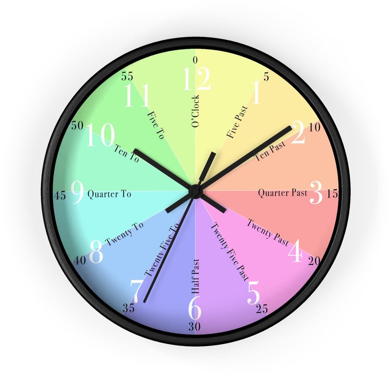 Simple Wall Clock - Telling Time Clock, Pastel Colors Clock, Color ...