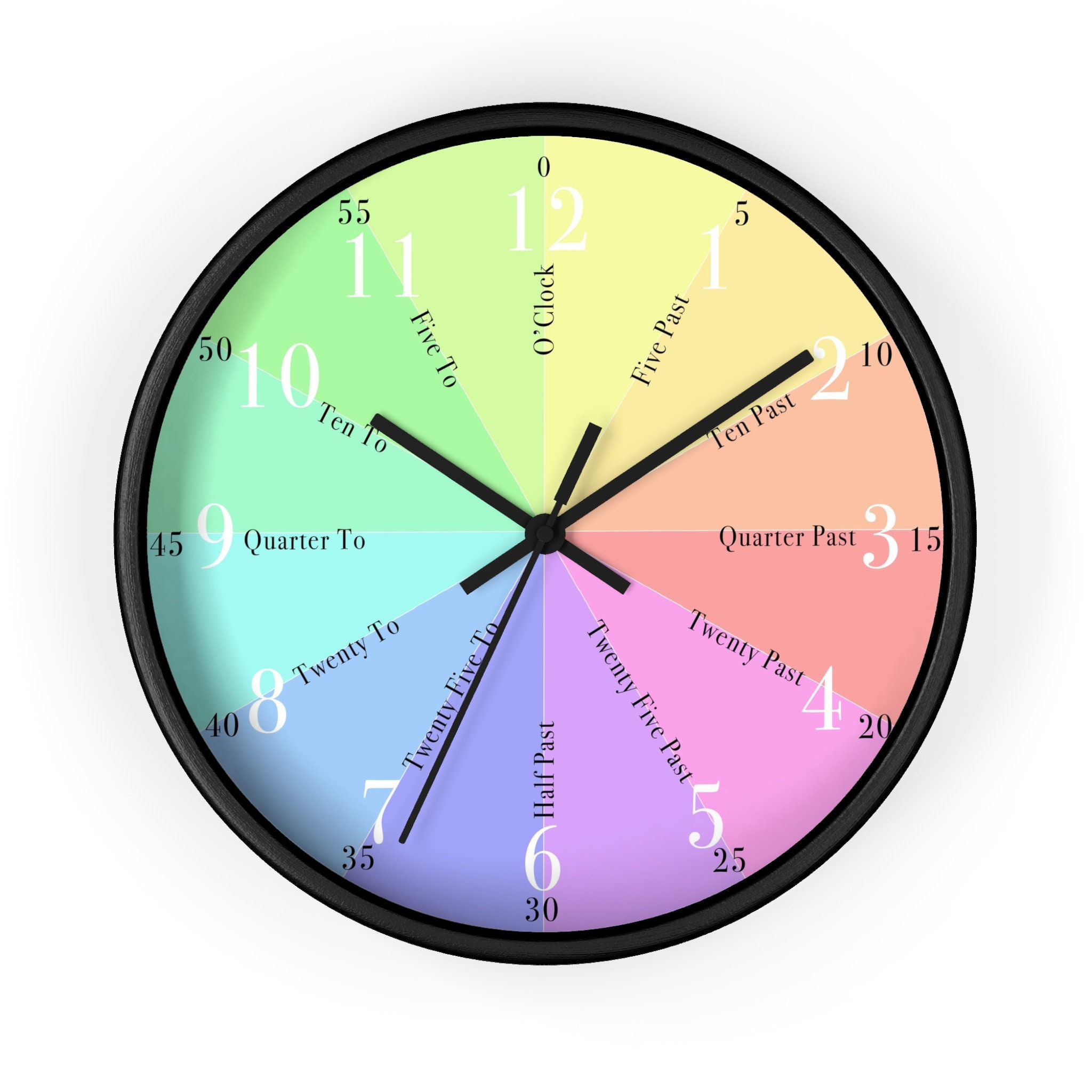 Simple Wall Clock - Telling Time Clock, Pastel Colors Clock, Color ...