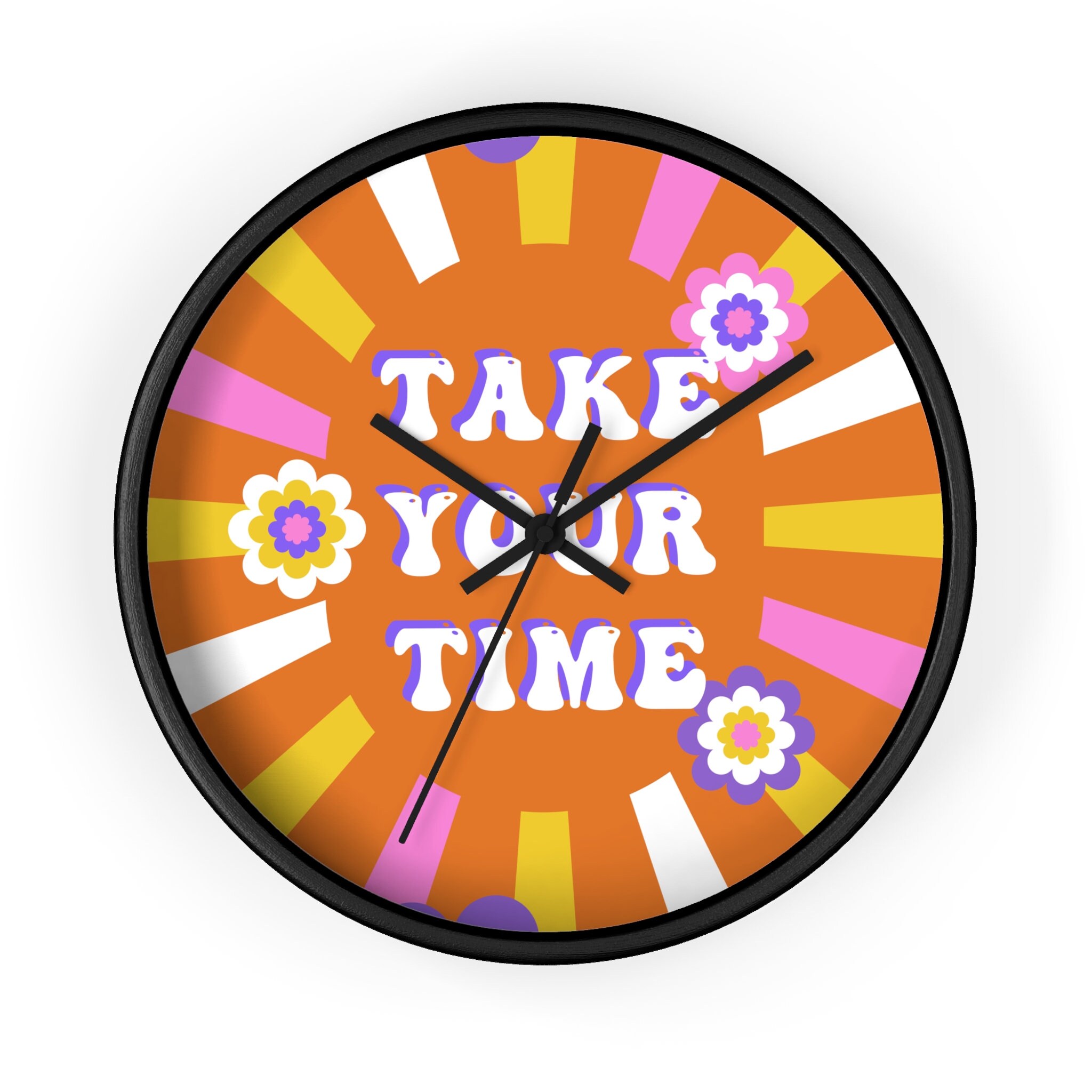 Retro Wall Clock, Mid Century Modern Clock, Orange Kitchen Clock, Boho ...