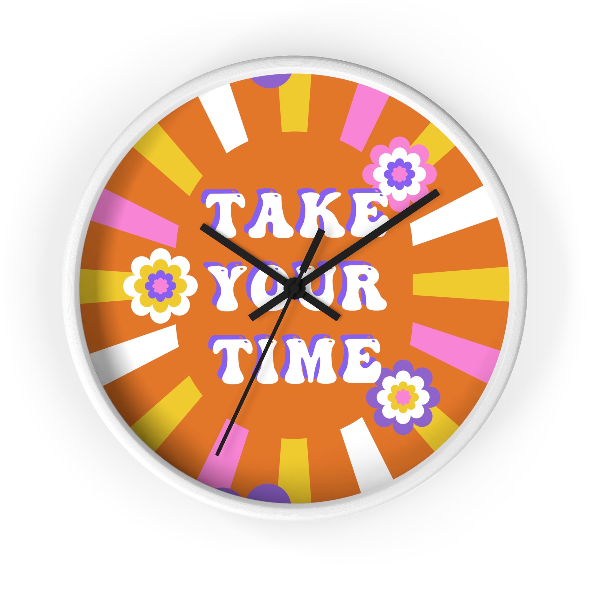 Retro Wall Clock, Mid Century Modern Clock, Orange Kitchen Clock, Boho ...