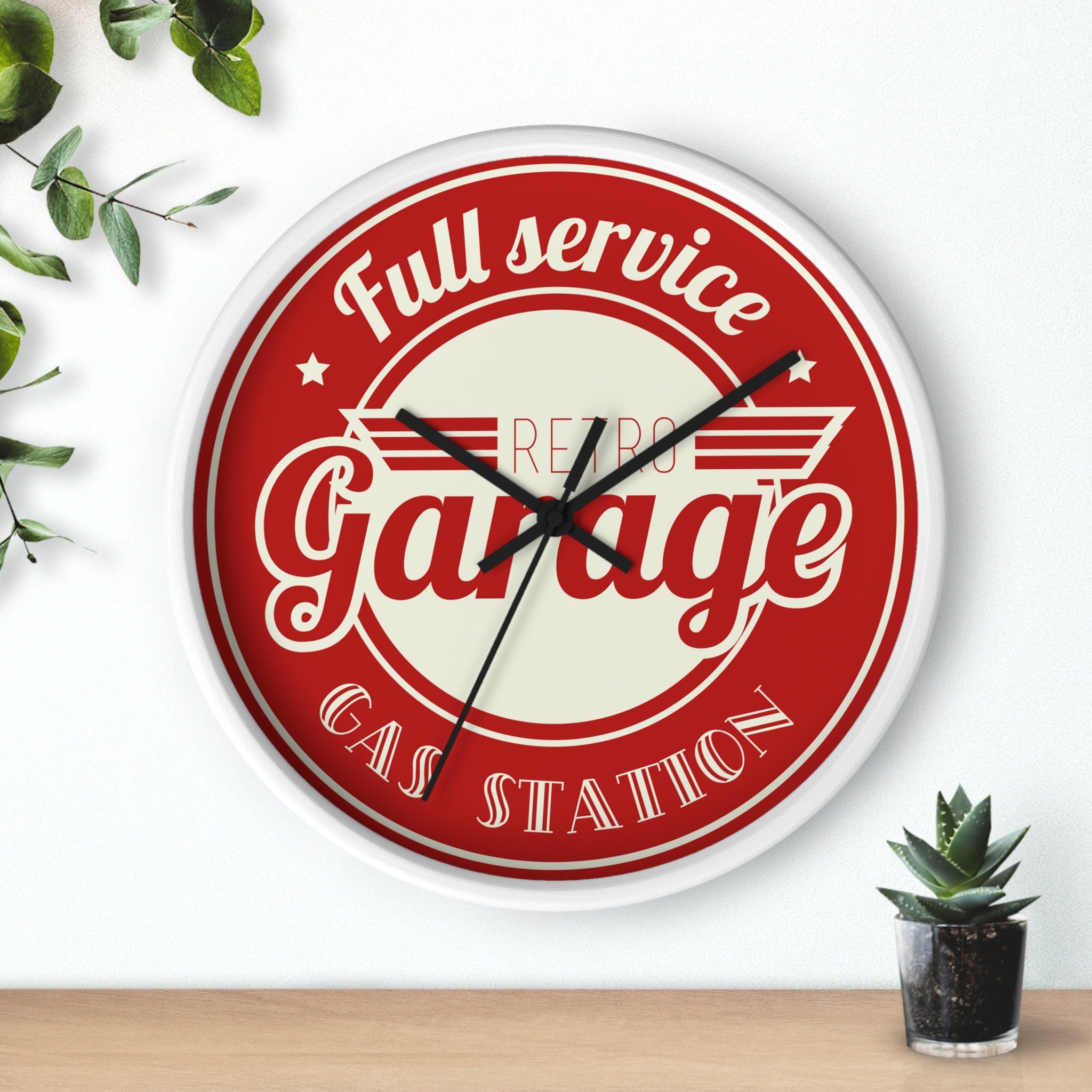Old School Garage Wall Clock, Vintage Style Garage Décor Clock ...