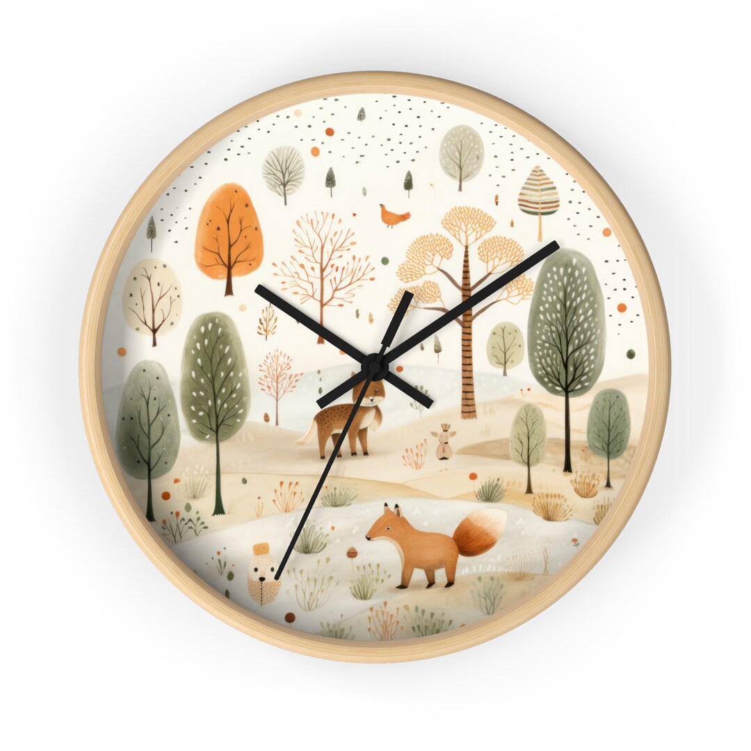 Woodland Nursery Wall Clock, Kids Clock, Woodland Theme Decor, Fox ...