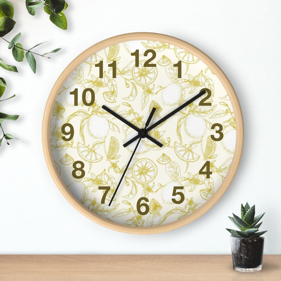 Lemons Fruity Wall Clock, 10" Beach House Gift, Lemon Fruit Kitchen ...