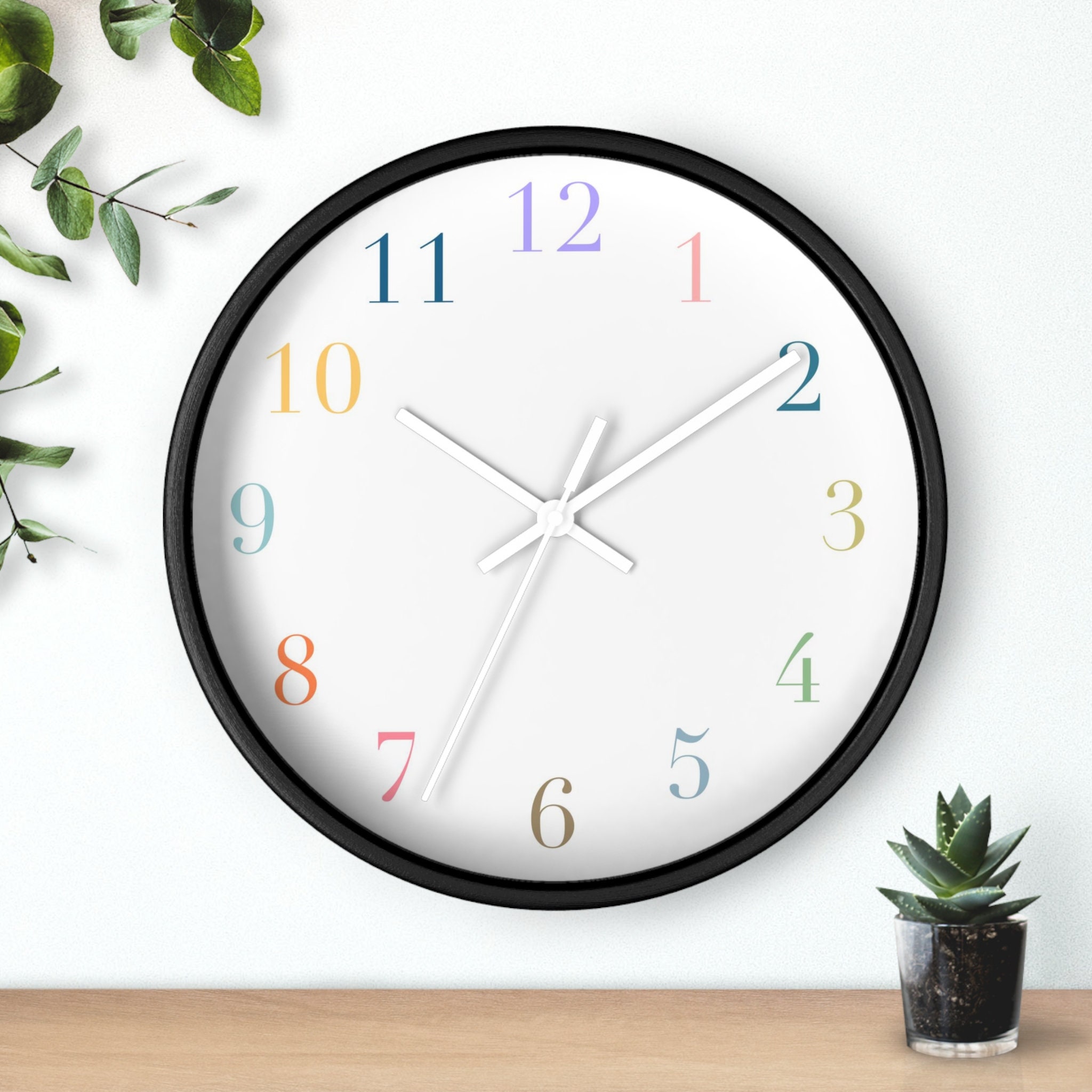 Simple Wall Clock With Colorful Numbers Unique Design Clock - Etsy