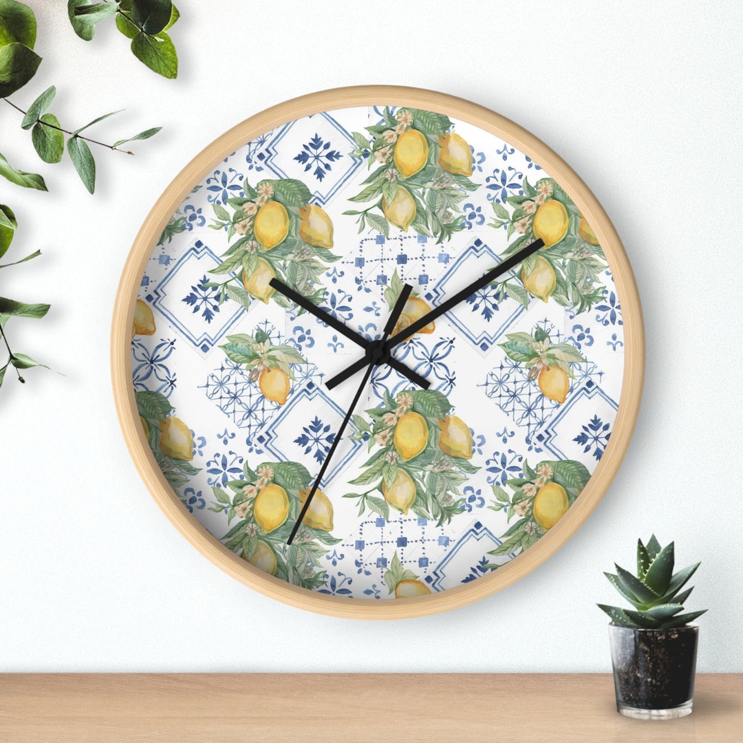 Lemons and Leaves Watercolor Clock, the Branches of A Lemon Tree ...