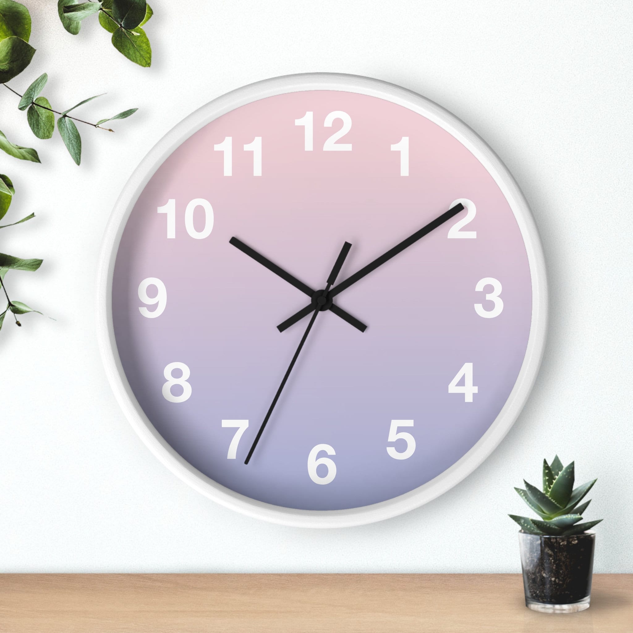 Purple Wall Clock With White Numbers, Pastel Wall Clock, Minimalist ...