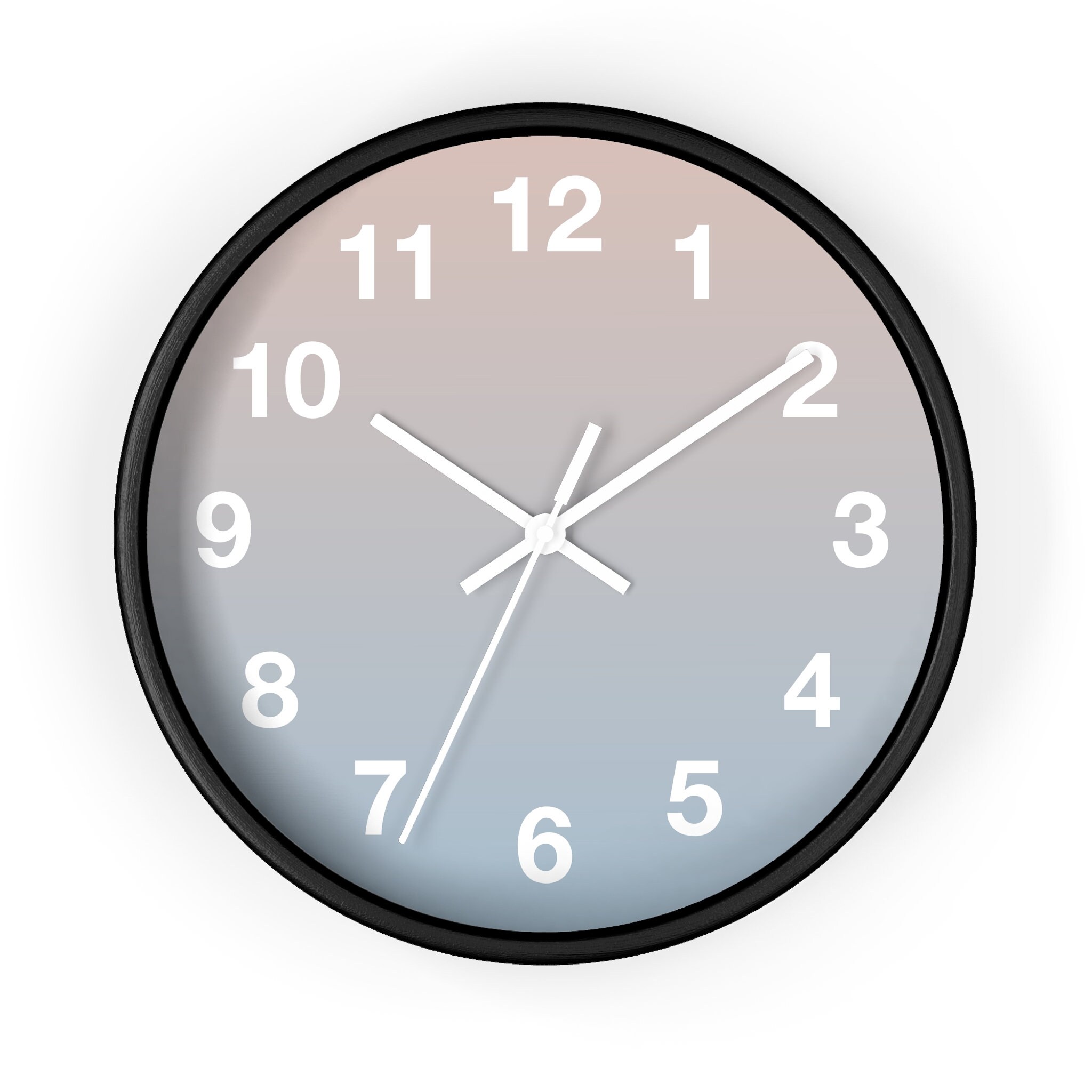 Blue Wall Clock With White Numbers, Pastel Wall Clock, Minimalist Wall ...