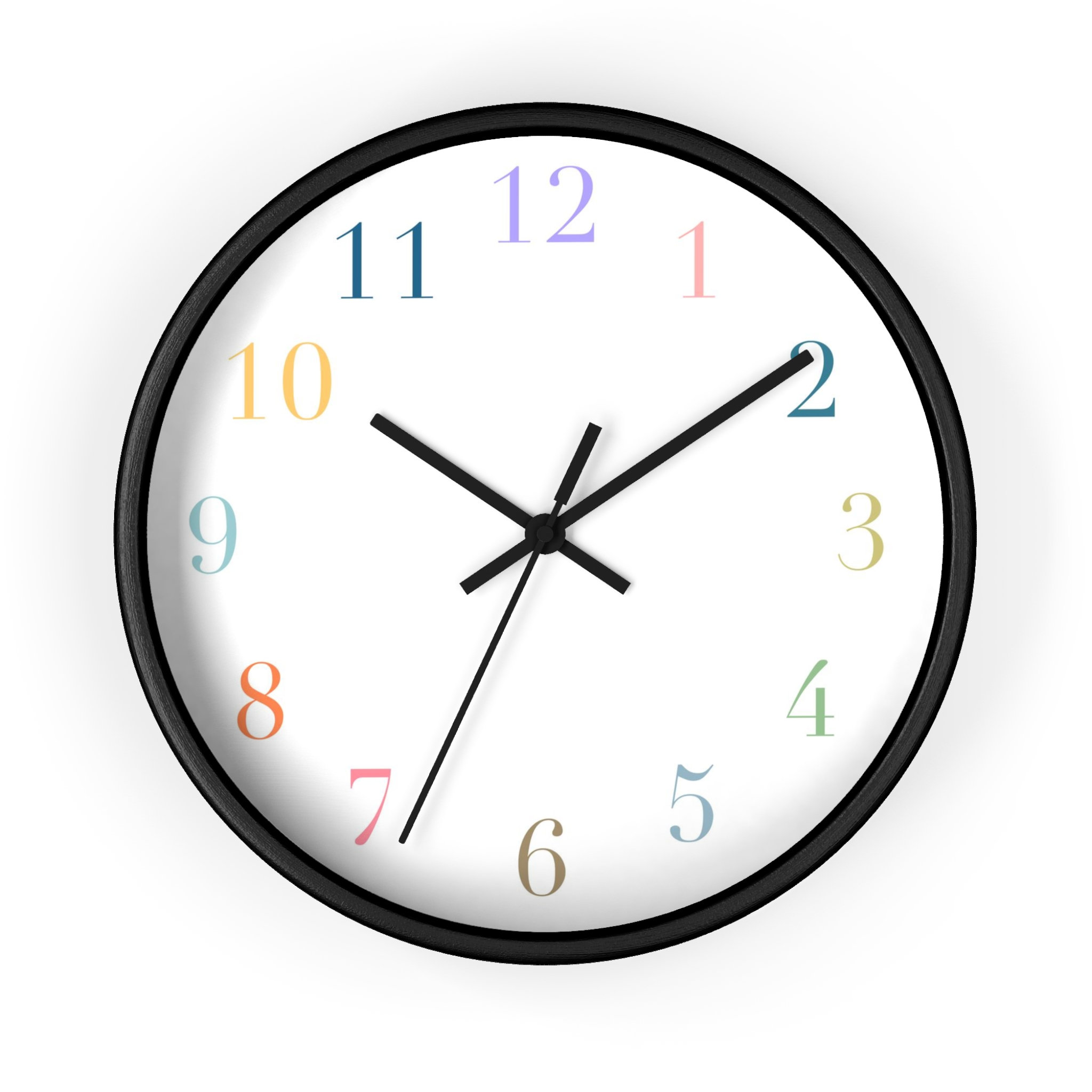 Simple Wall Clock With Colorful Numbers, Unique Design Clock, Modern ...