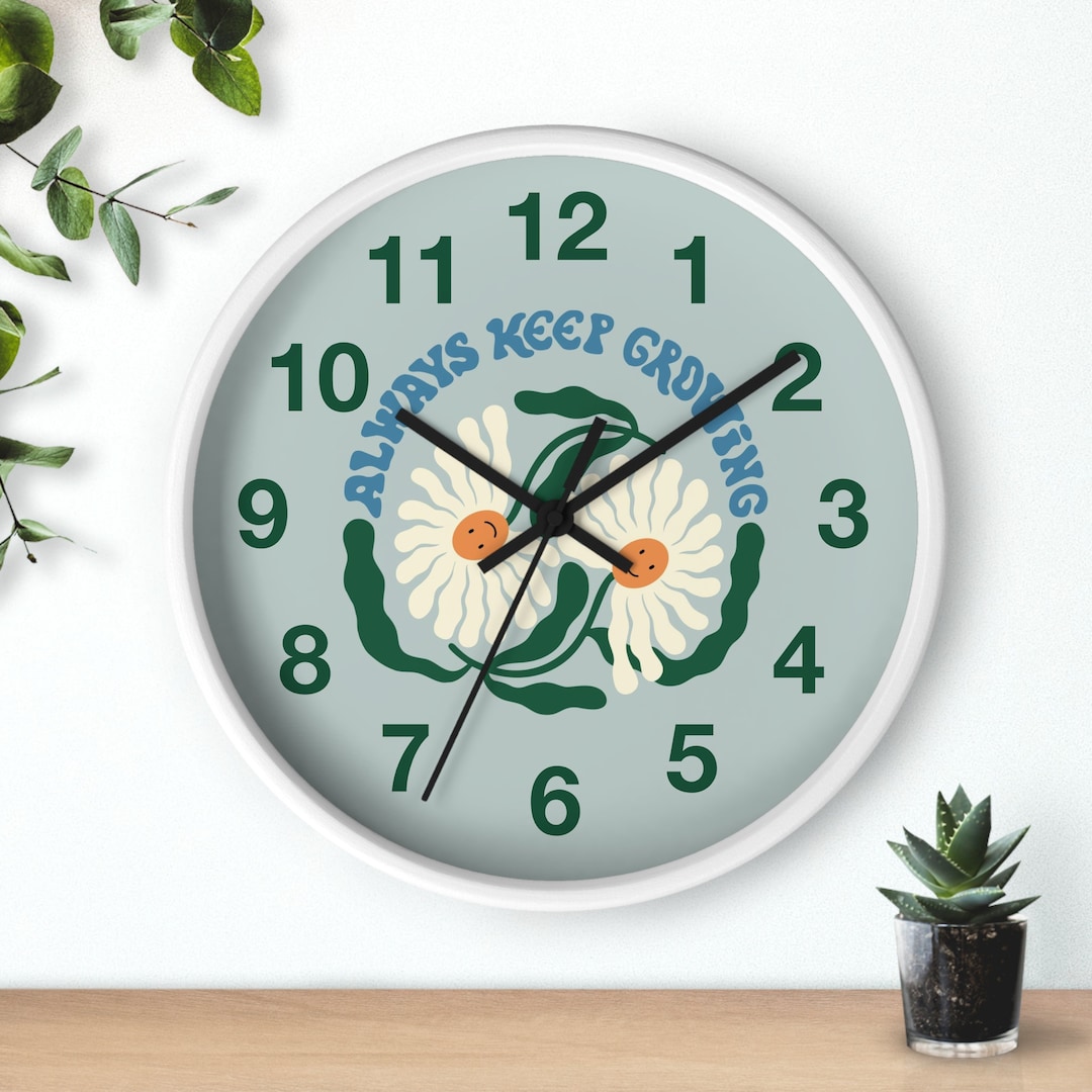 Retro Wall Clock, Groovy, Motivational, Bedroom Clock, Personalized ...