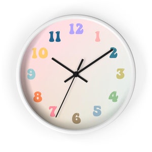 Colorful Wall Clock, Pastel Rainbow Clock, Personalized Scandinavian ...