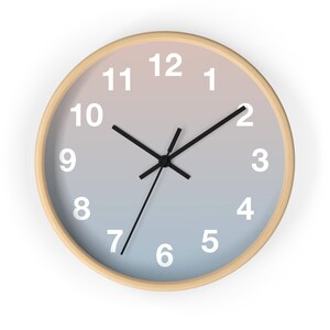 Blue Wall Clock With White Numbers, Pastel Wall Clock, Minimalist Wall ...