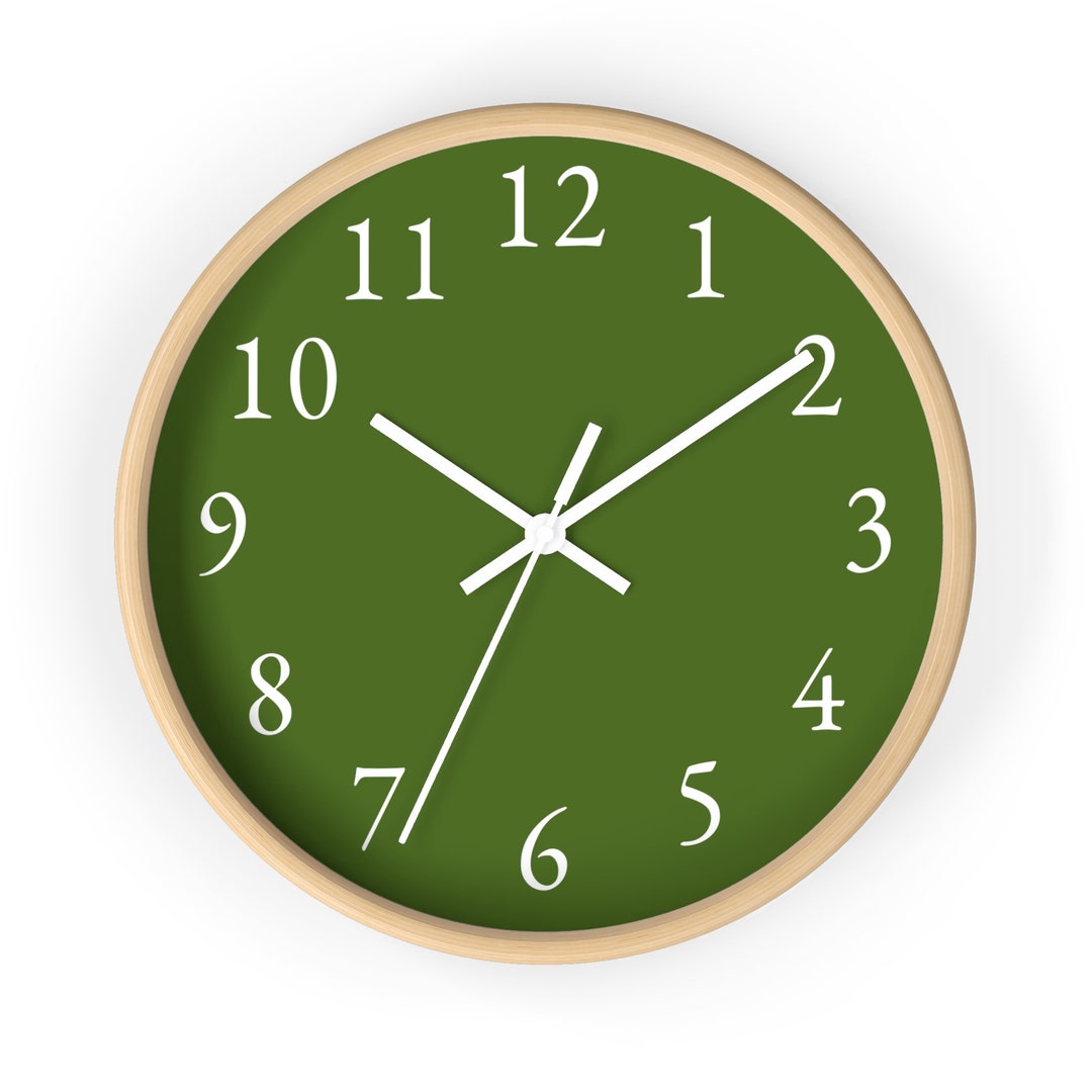 Simple Olive Green Wall Clock, North Sea Green Earth Tone Wall Clock ...