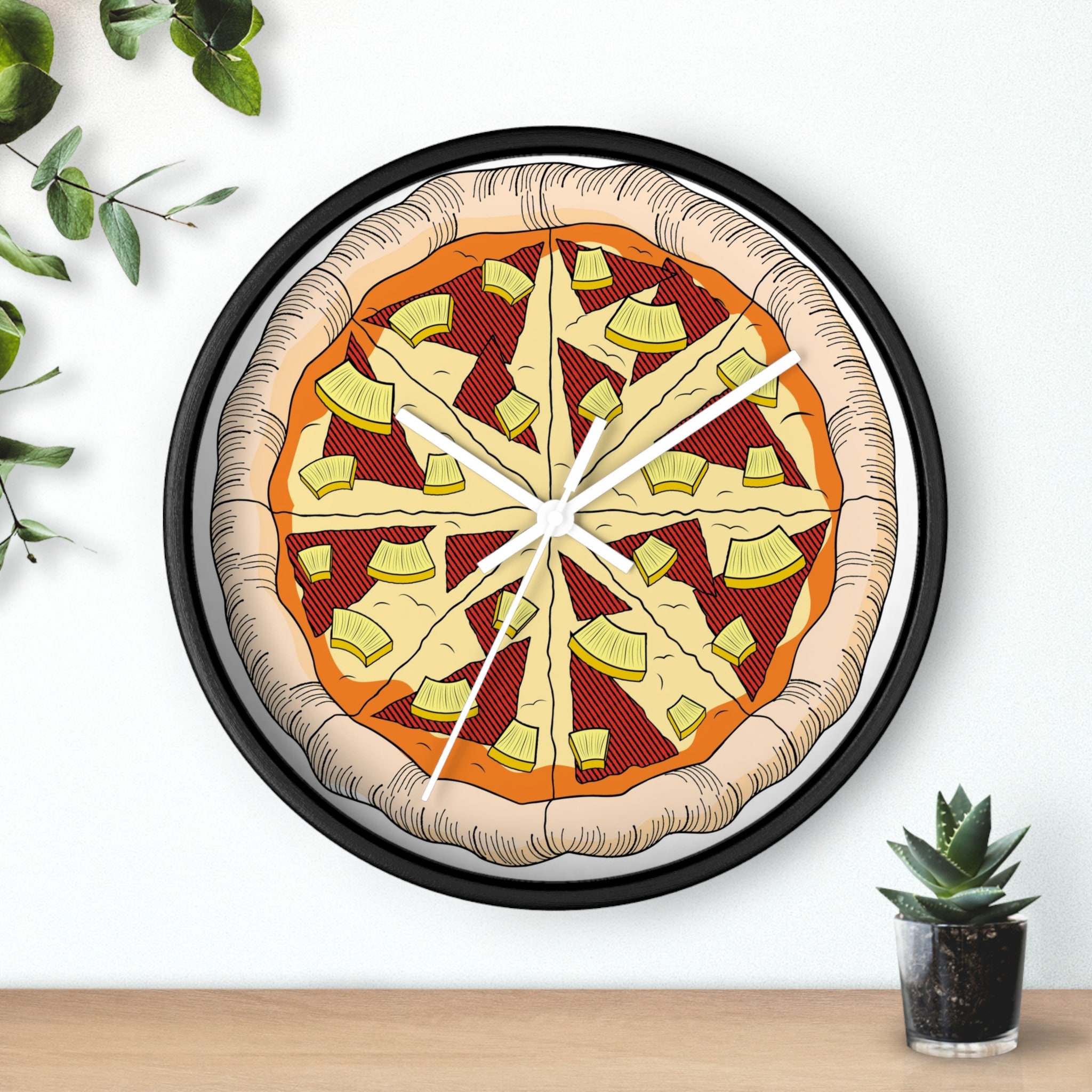 HAWAIIAN PIZZA Wall Clock, Contemporary Décor Unique Home Accessory ...