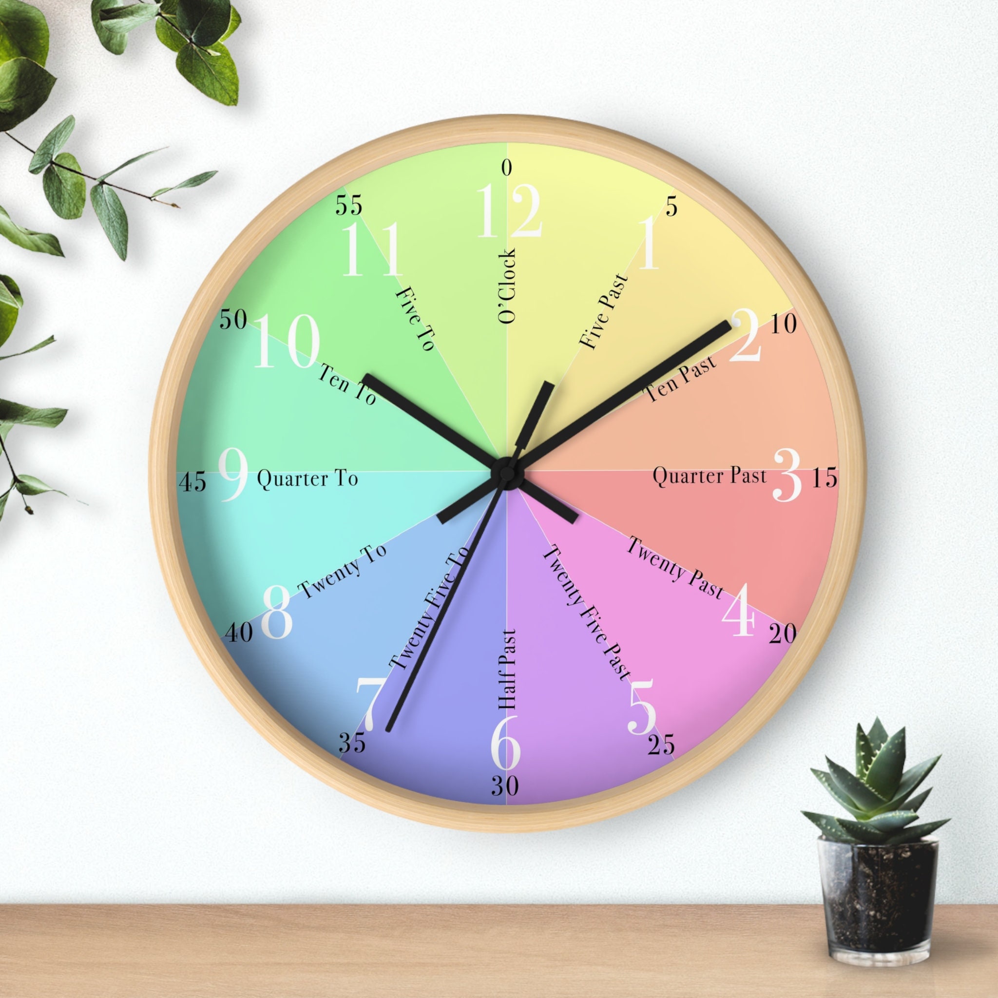 Simple Wall Clock - Telling Time Clock, Pastel Colors Clock, Color ...
