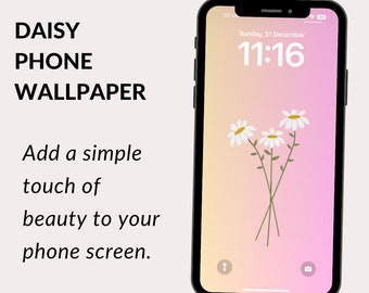 Daisy Phone Wallpaper | Black & Cream Phone Wallpaper | Pattern Phone ...