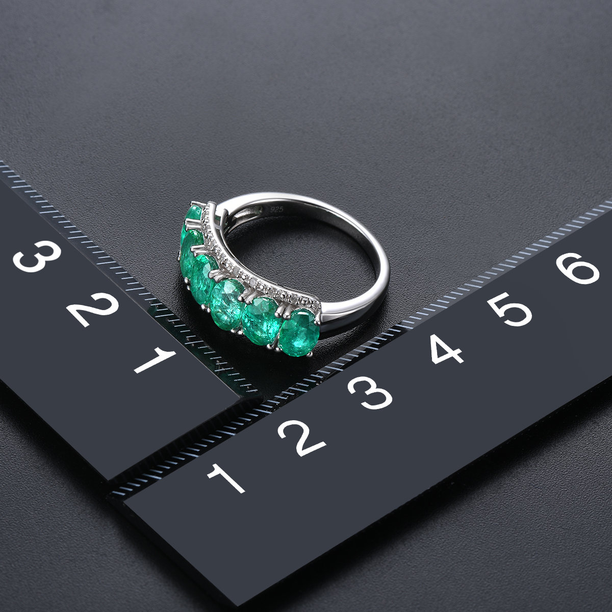 Emerald Oval Shape Silver Ring Semi-infinity Emerald Engagement Ring 2 ...