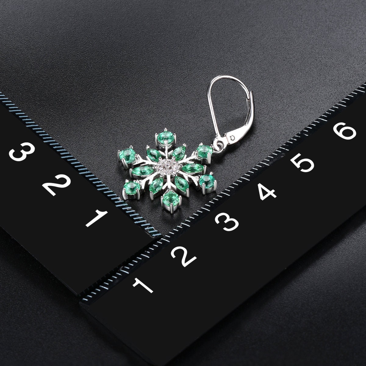 Snowflake Dangle Earrings, Emerald Dangle Snowflake Earrings, Green ...