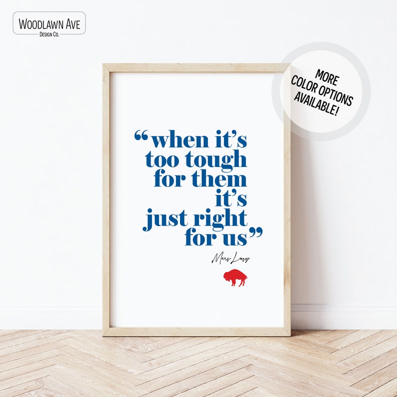 Buffalo Bills Wall Art, Buffalo NY Decor, Too Tough for Them, Marv Levy ...