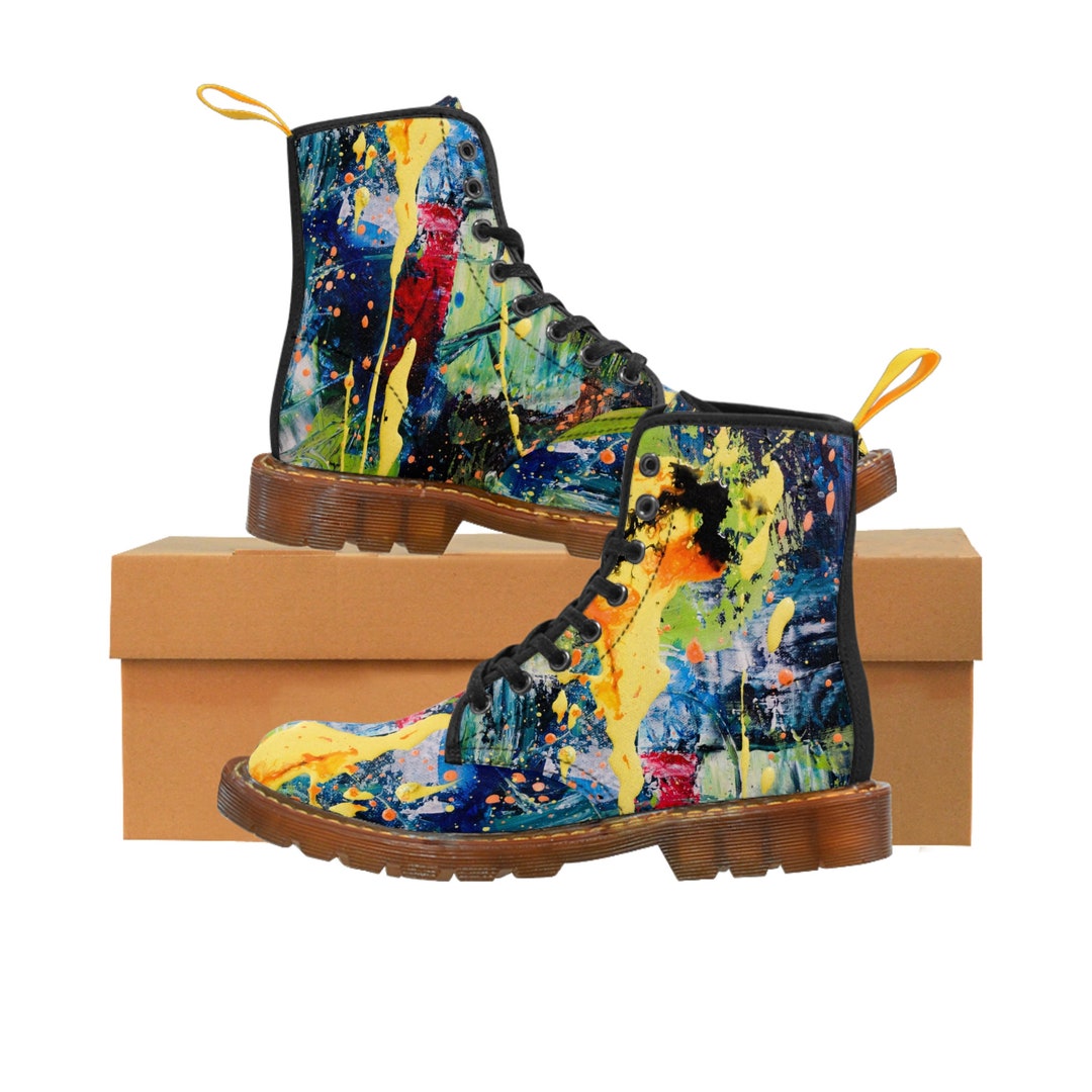 Splatters Canvas Boots - Vegan Leather Boots - Women's Winter Boots ...