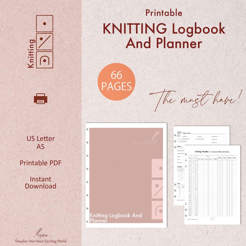 The Printable Knitting Logbook and Plannerprintable Knitting Journal ...