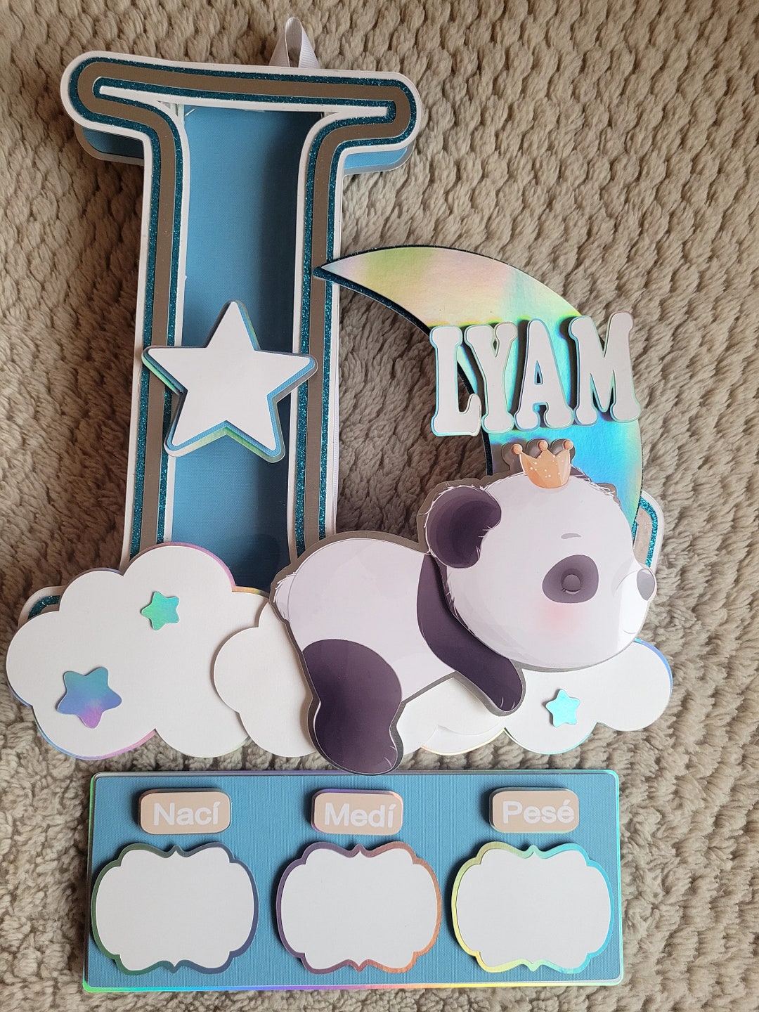 3D Letter for Child/baby Room, Birth Statistics, Night Light With ...