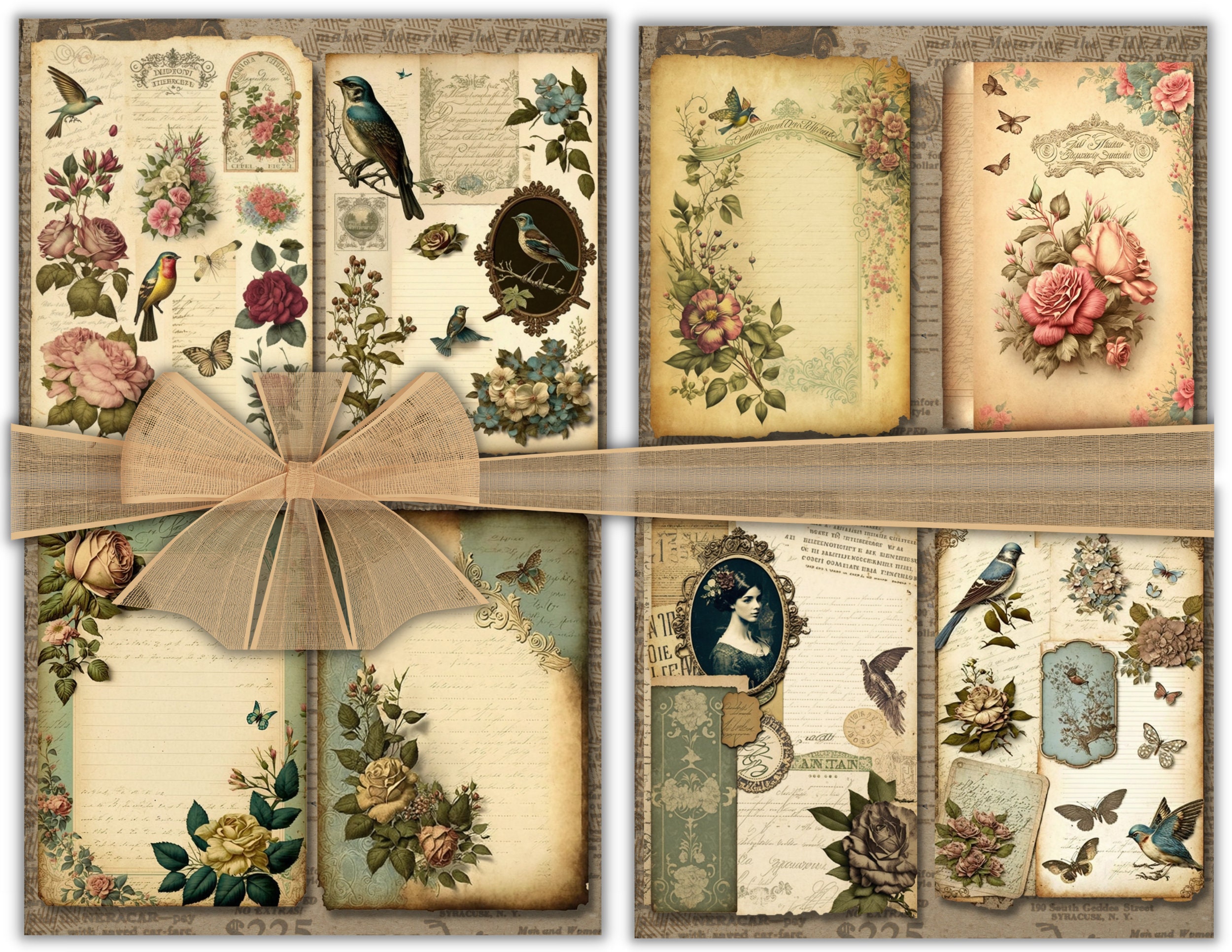 Vintage Ephemera Bundle Pack, Junk Journal Pages Scrapbook, Vintage ...