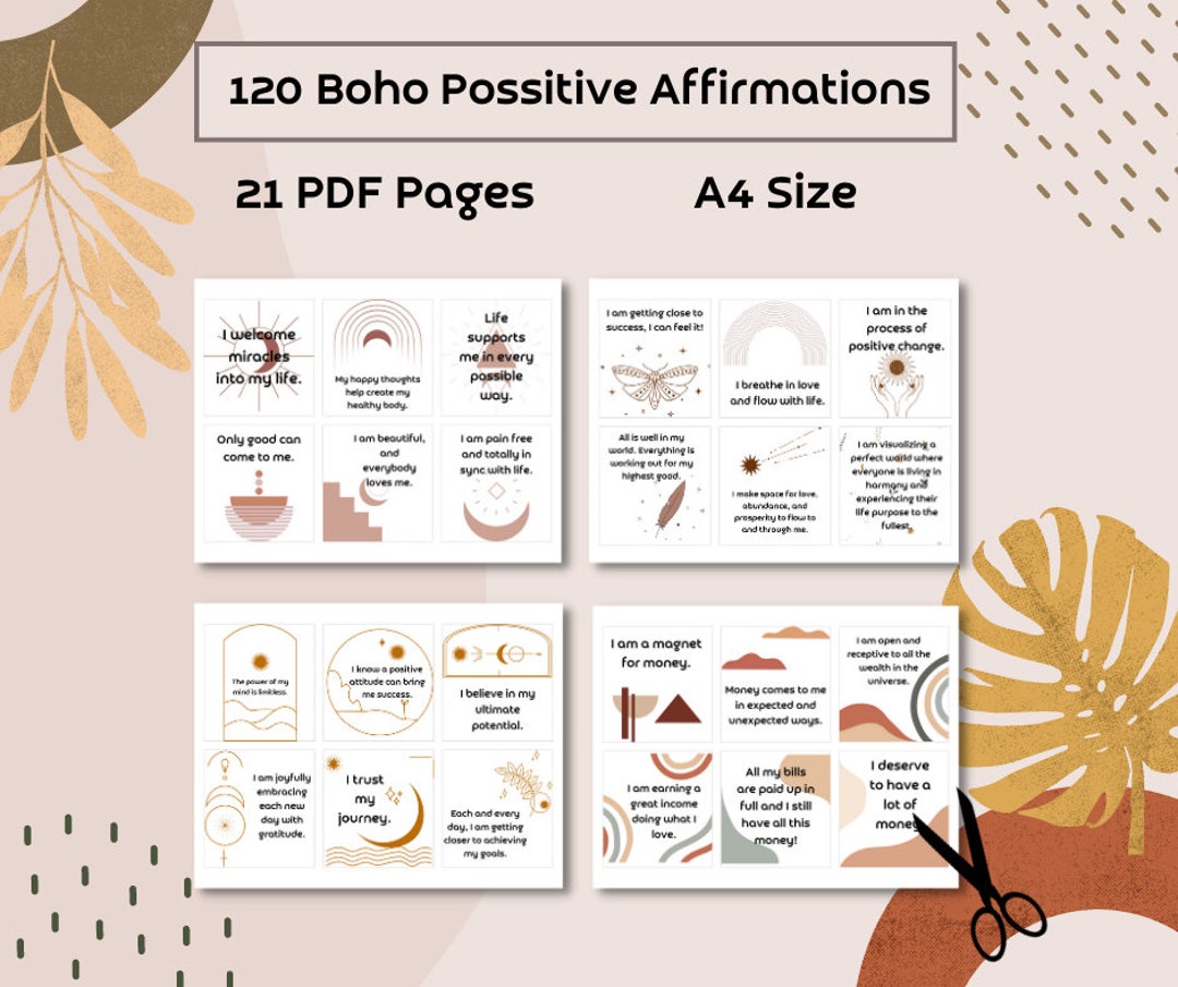 Boho Affirmation Cards: 120 Daily Positivity Prints (PDF Download) - Etsy
