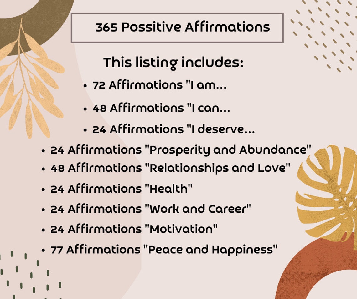 365 Daily Affirmations Printable Bundle: Positive Jar Quotes (digital ...